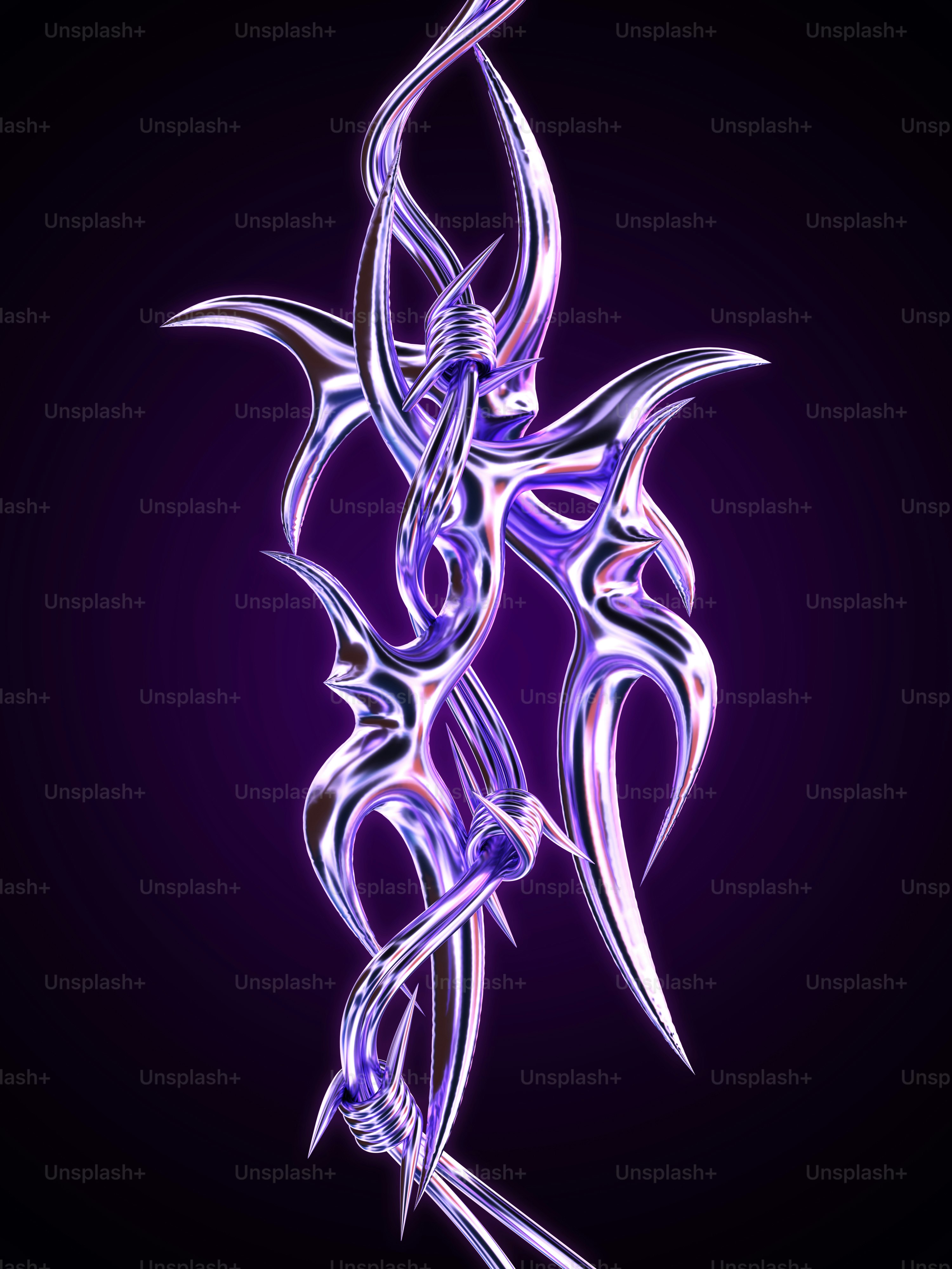 A purple abstract design on a black background photo – 3d render Image ...