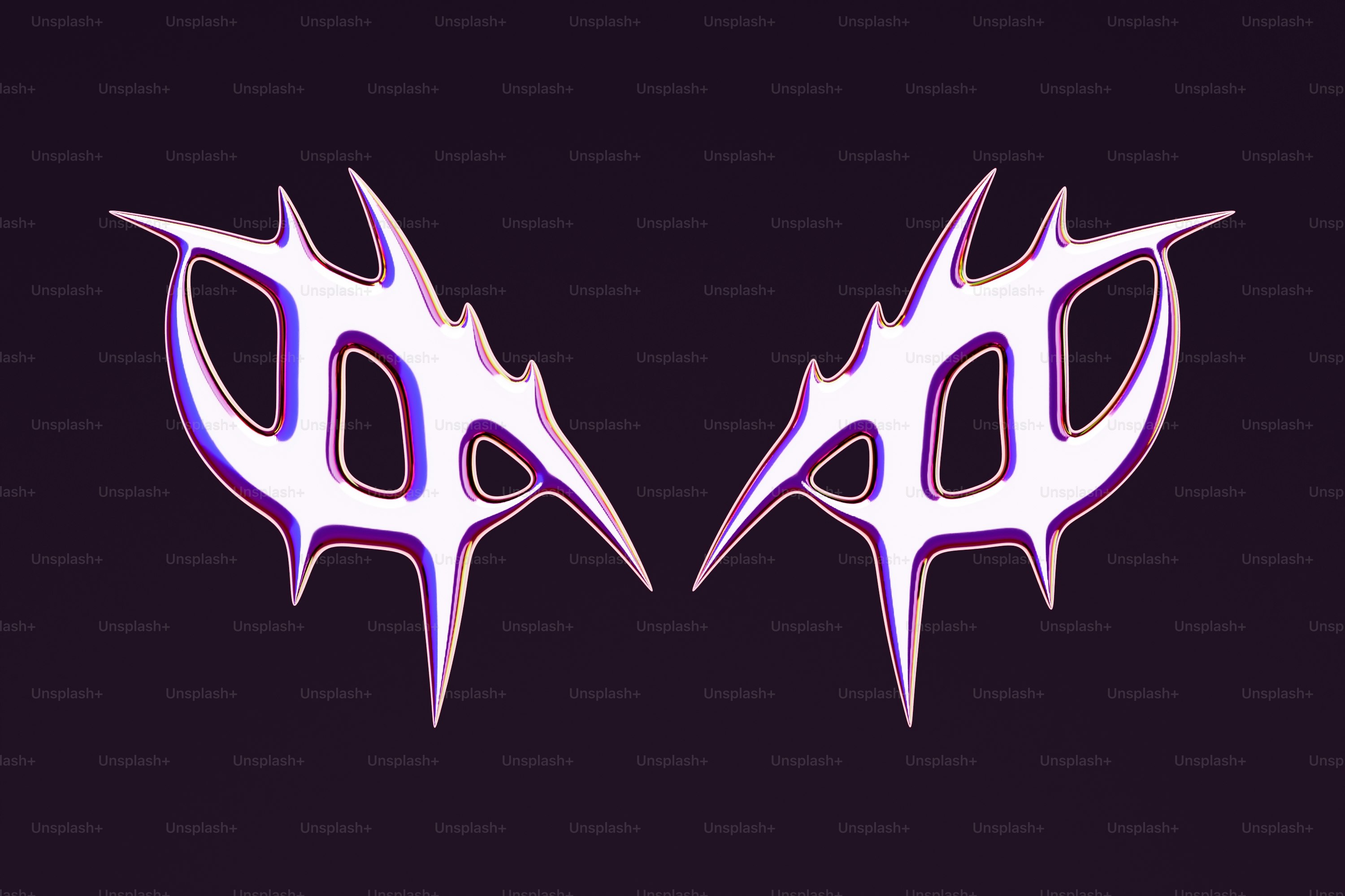 Un par de letras moradas y blancas sobre un fondo negro foto – Imagen ...