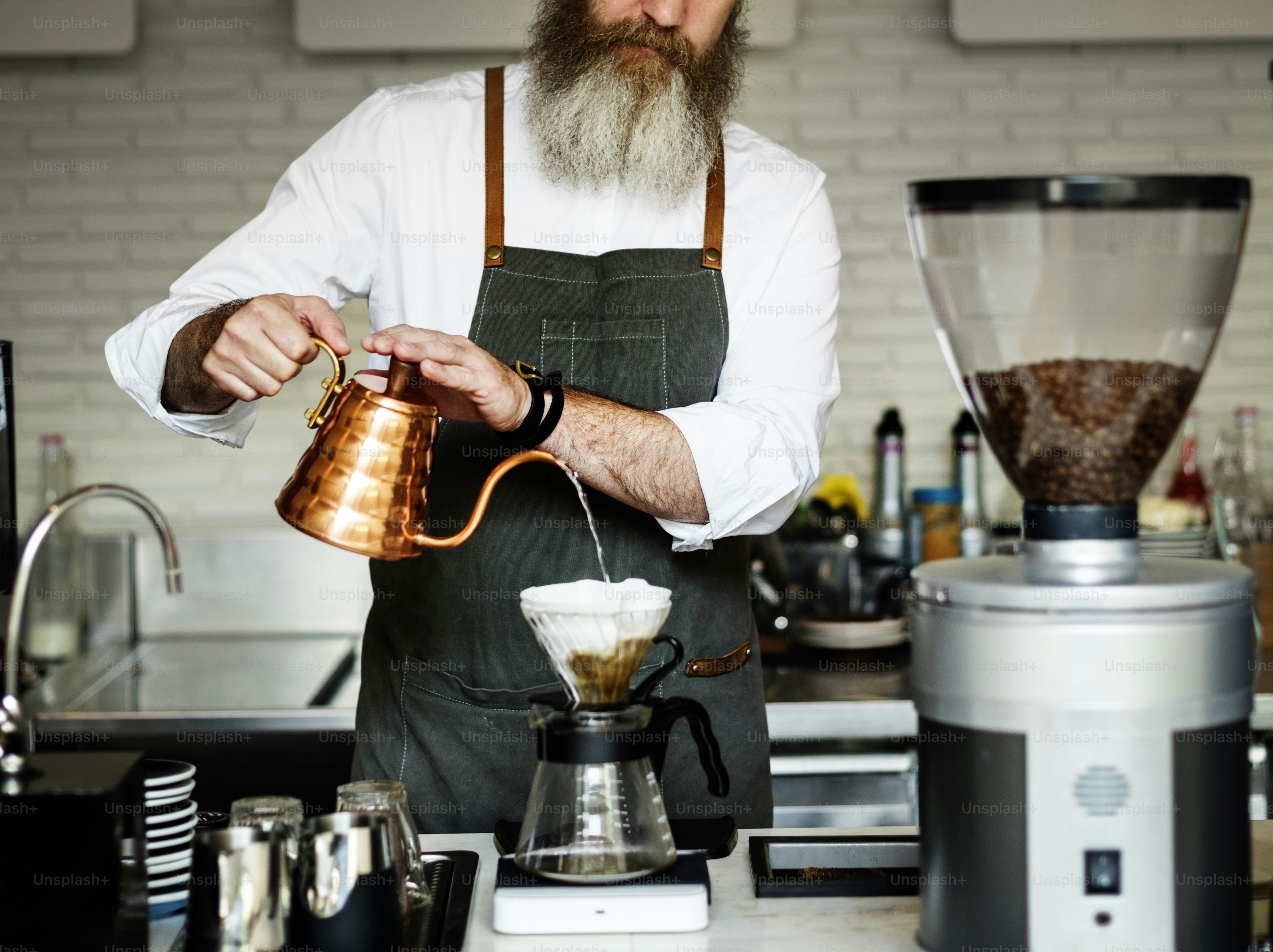 Barista Prepare Coffee Working Order Concept photo – Restaurant Image ...