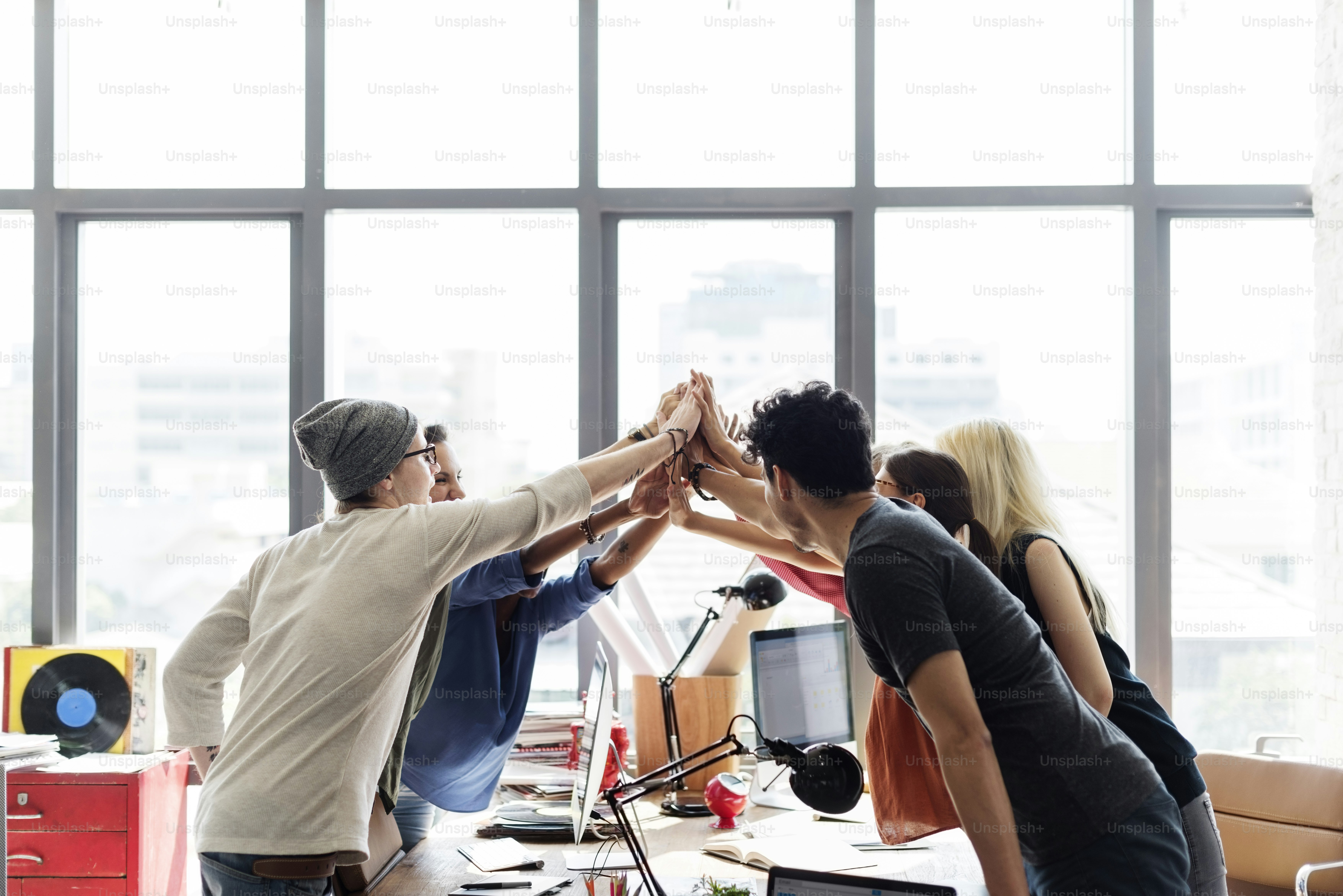 Teamwork Power Successful Meeting Workplace Concept photo – Office ...