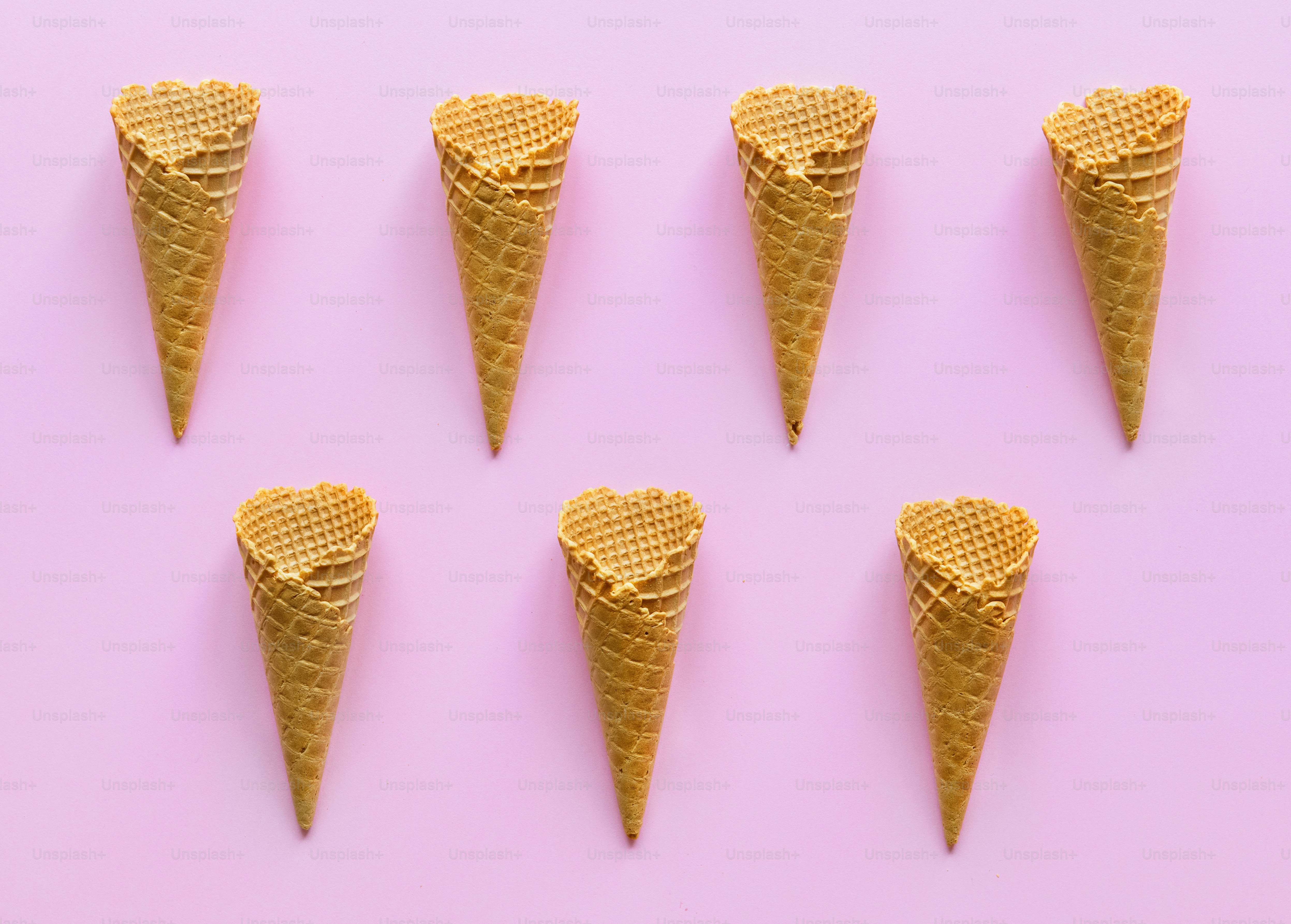 Aerial view of ice cream waffle cones photo – Flat lay Image on Unsplash