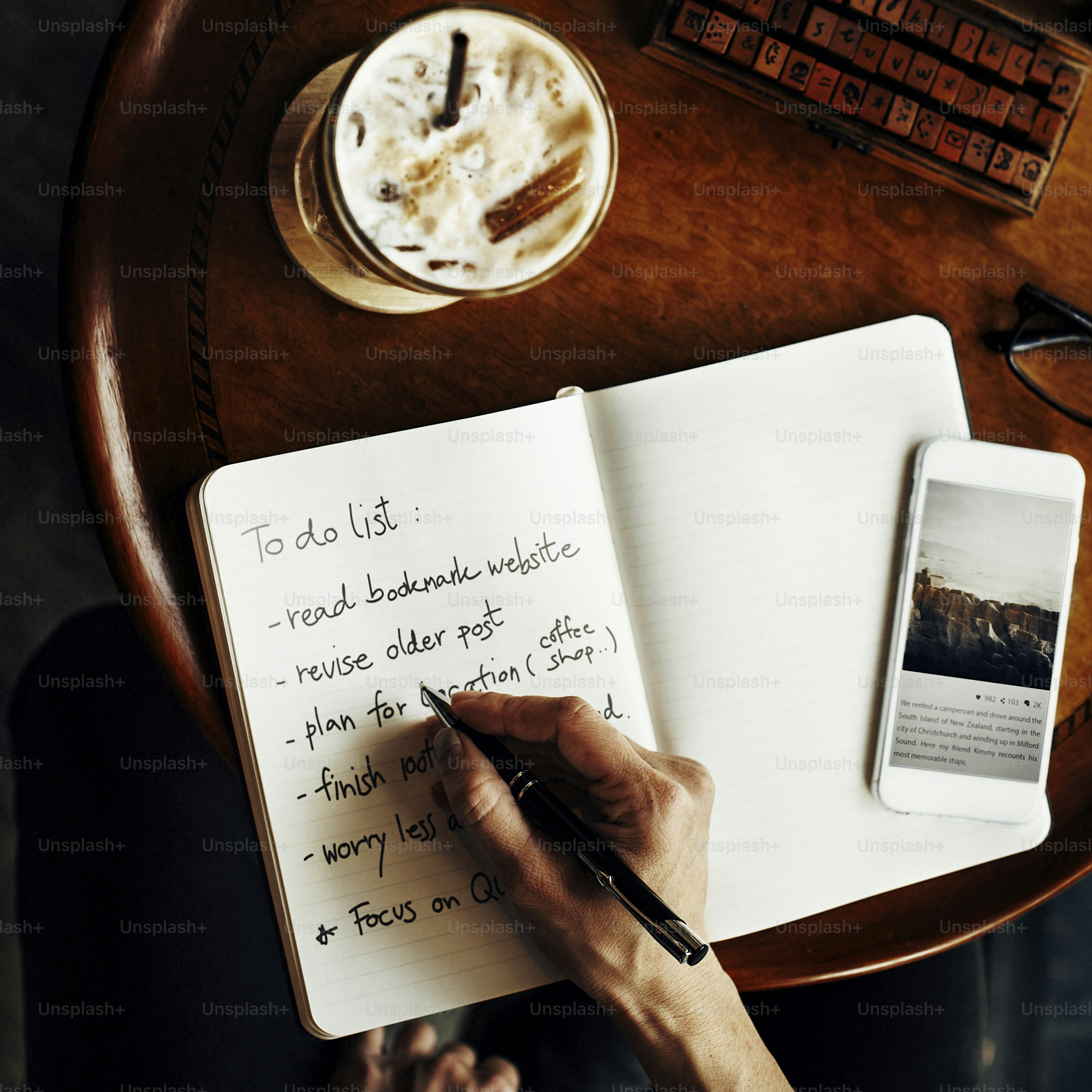 To Do List Note Digital Device Iced Coffee Cafe photo – Table Image on ...