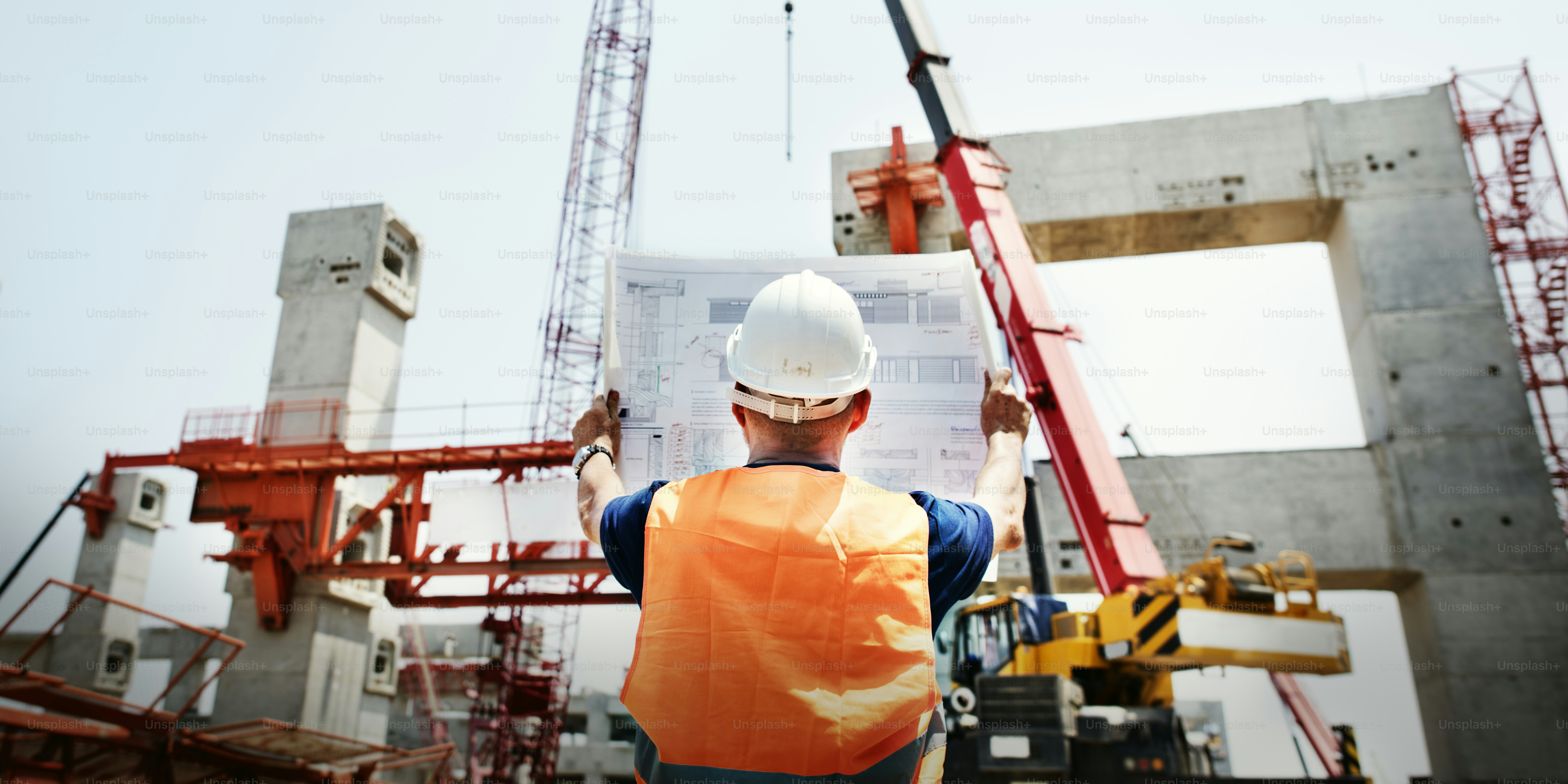 Construction Worker Planning Constractor Developer Concept photo ...