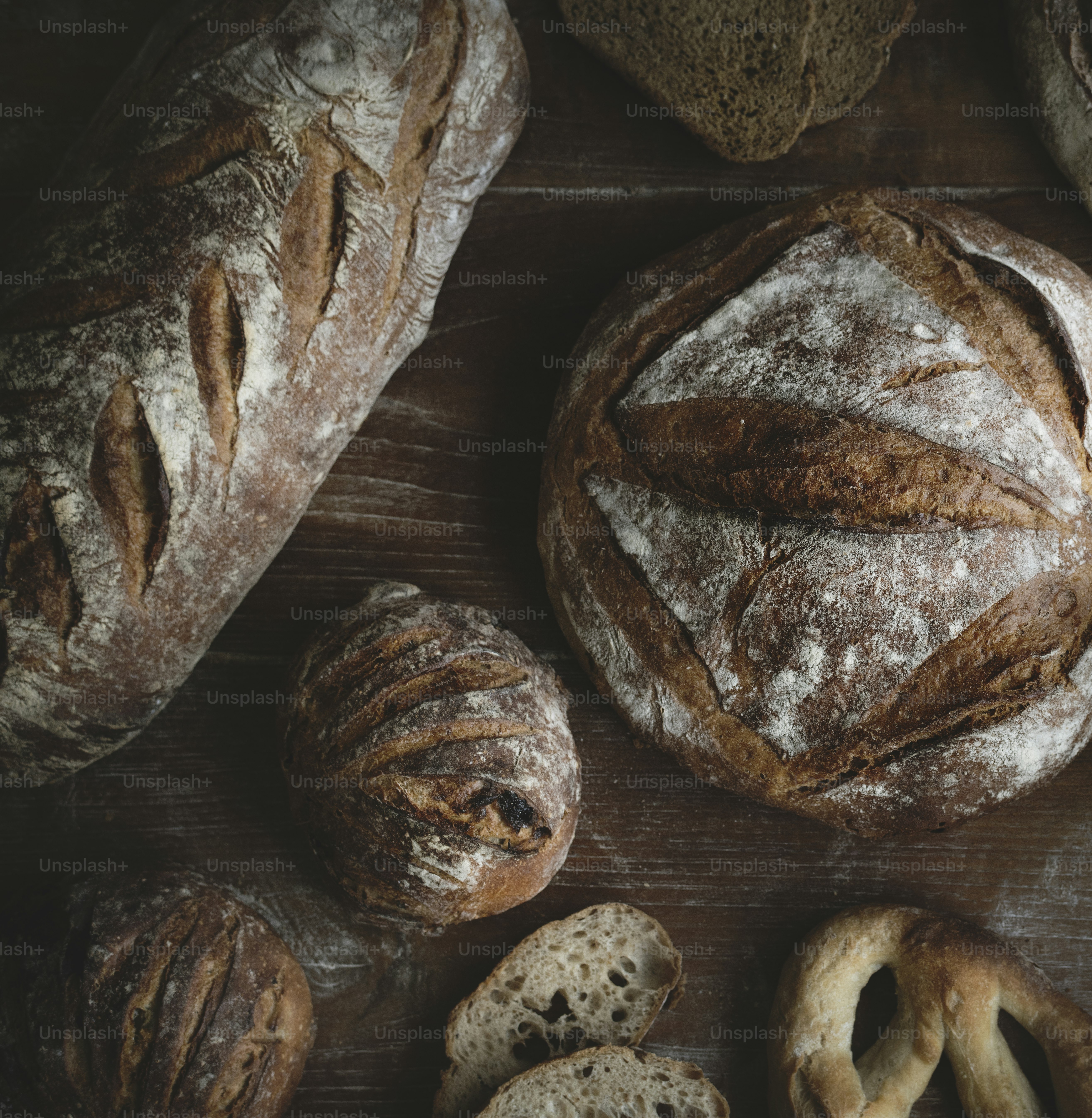 An assortment of bread loaves food photography recipe ideas photo ...