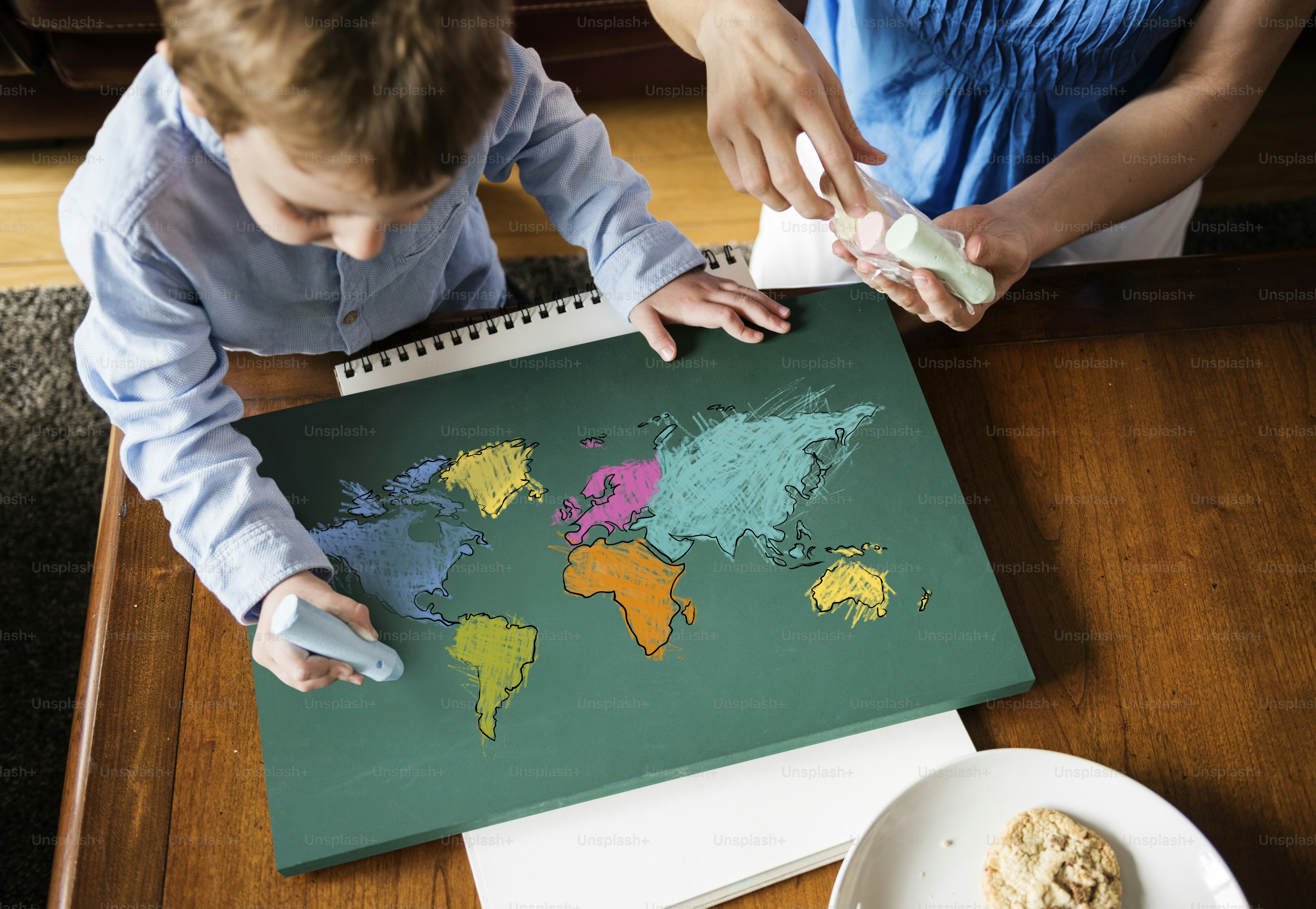 Children education learning with cartography mapping graphic photo ...