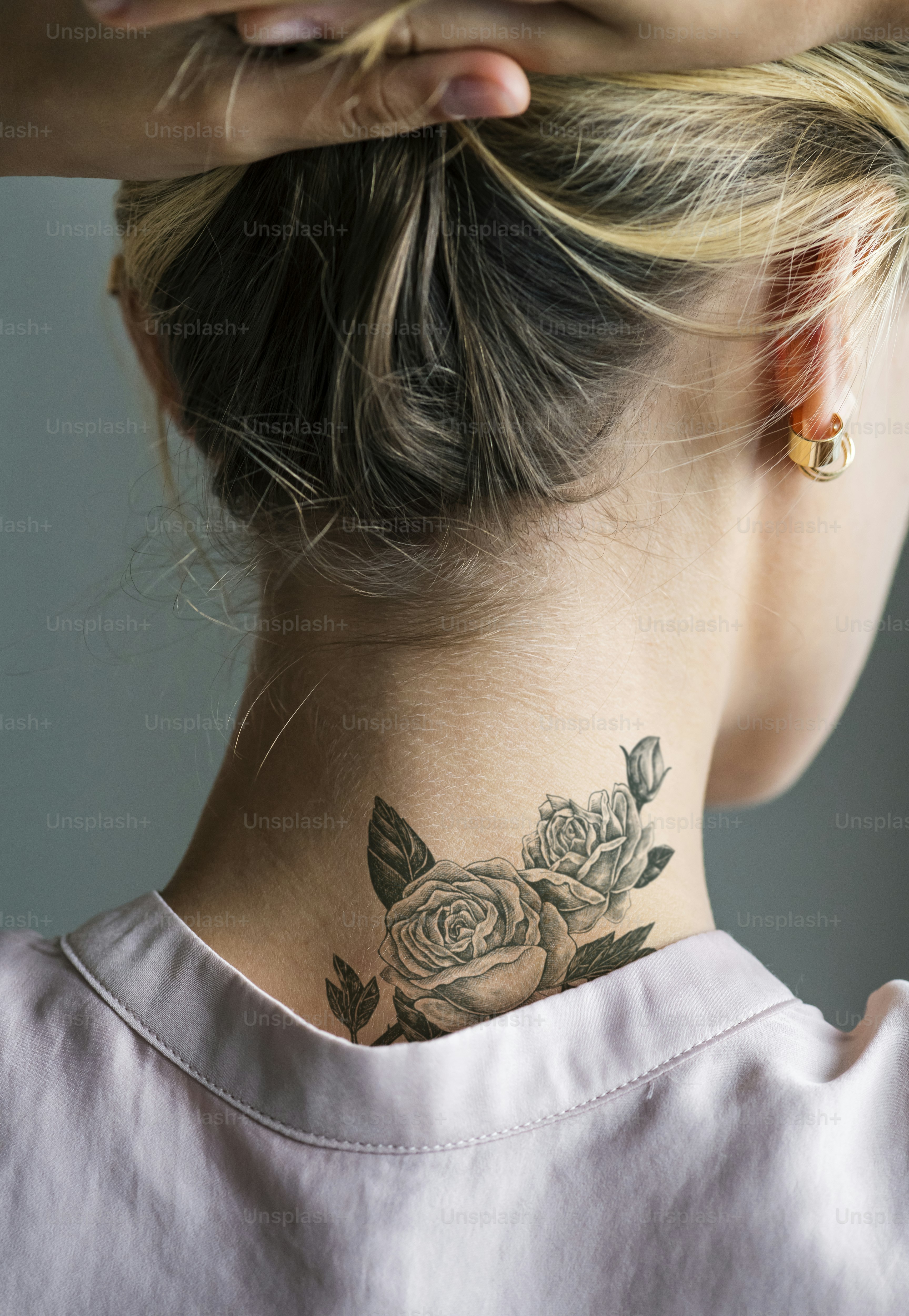 Back neck tattoo of a woman ***This graphic tattoo is derived from our ...