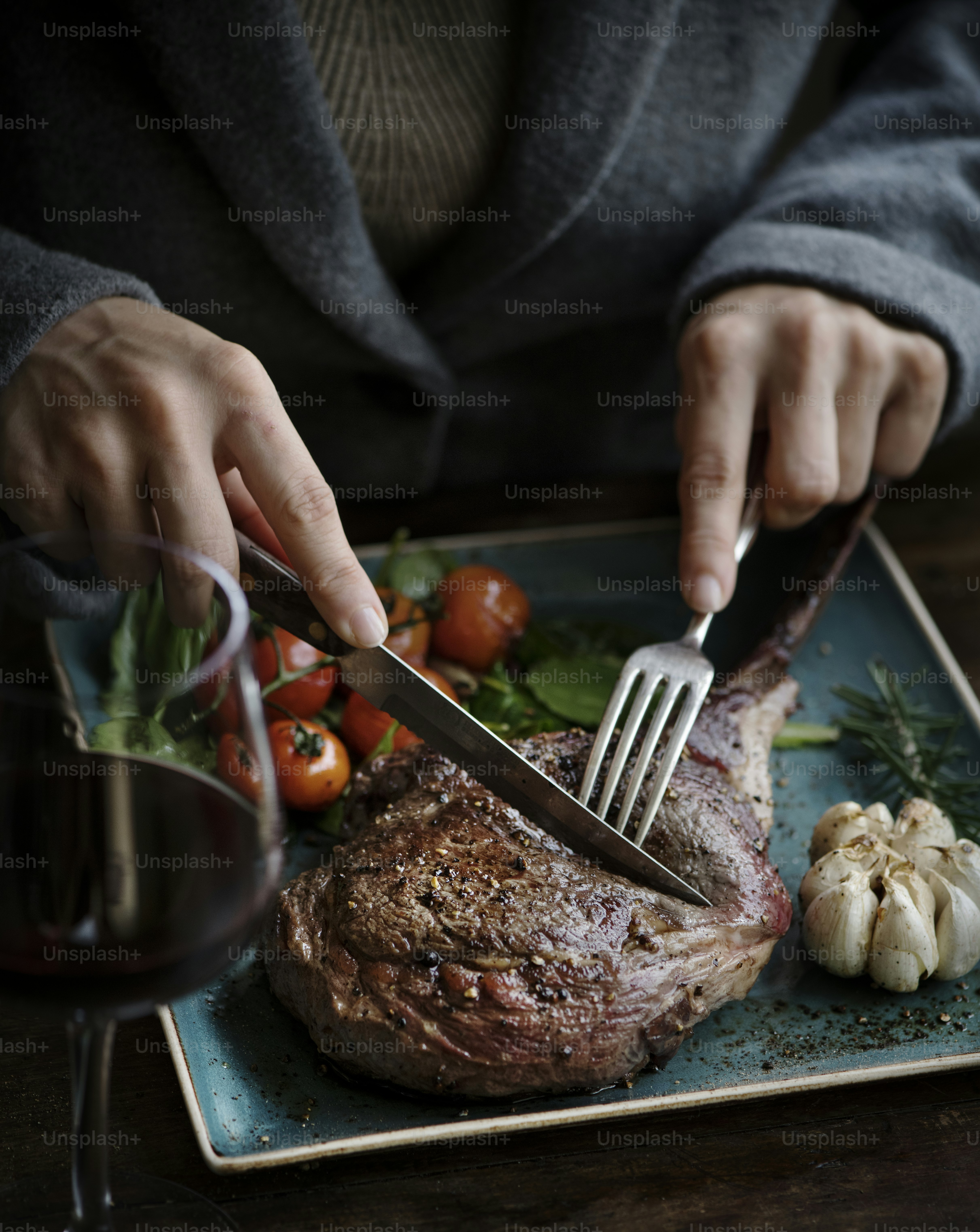 Close up of a lamb chop food photography recipe idea photo – Flat lay ...