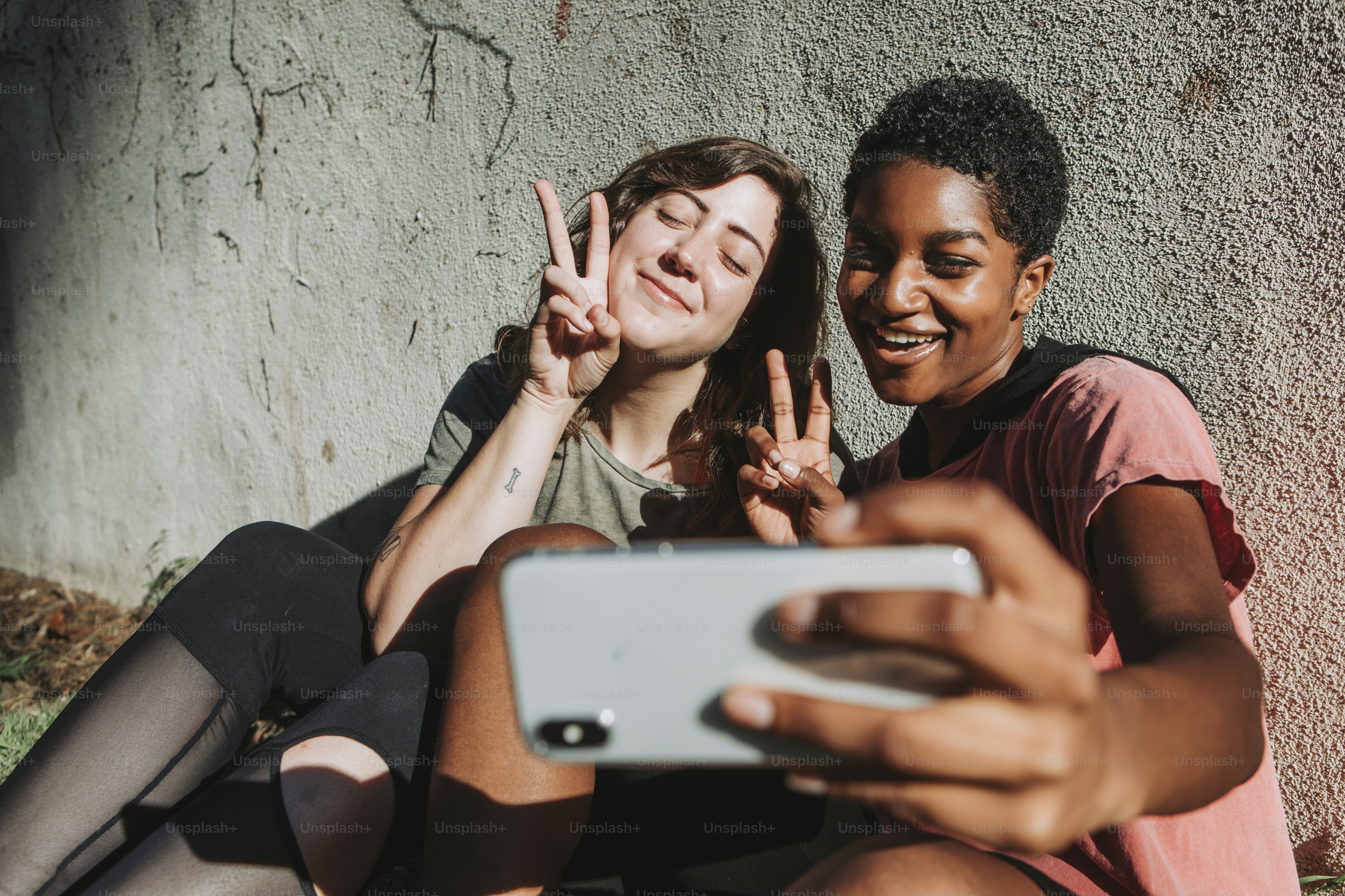 Diverse friends taking a selfie photo – Image-based social media Image ...