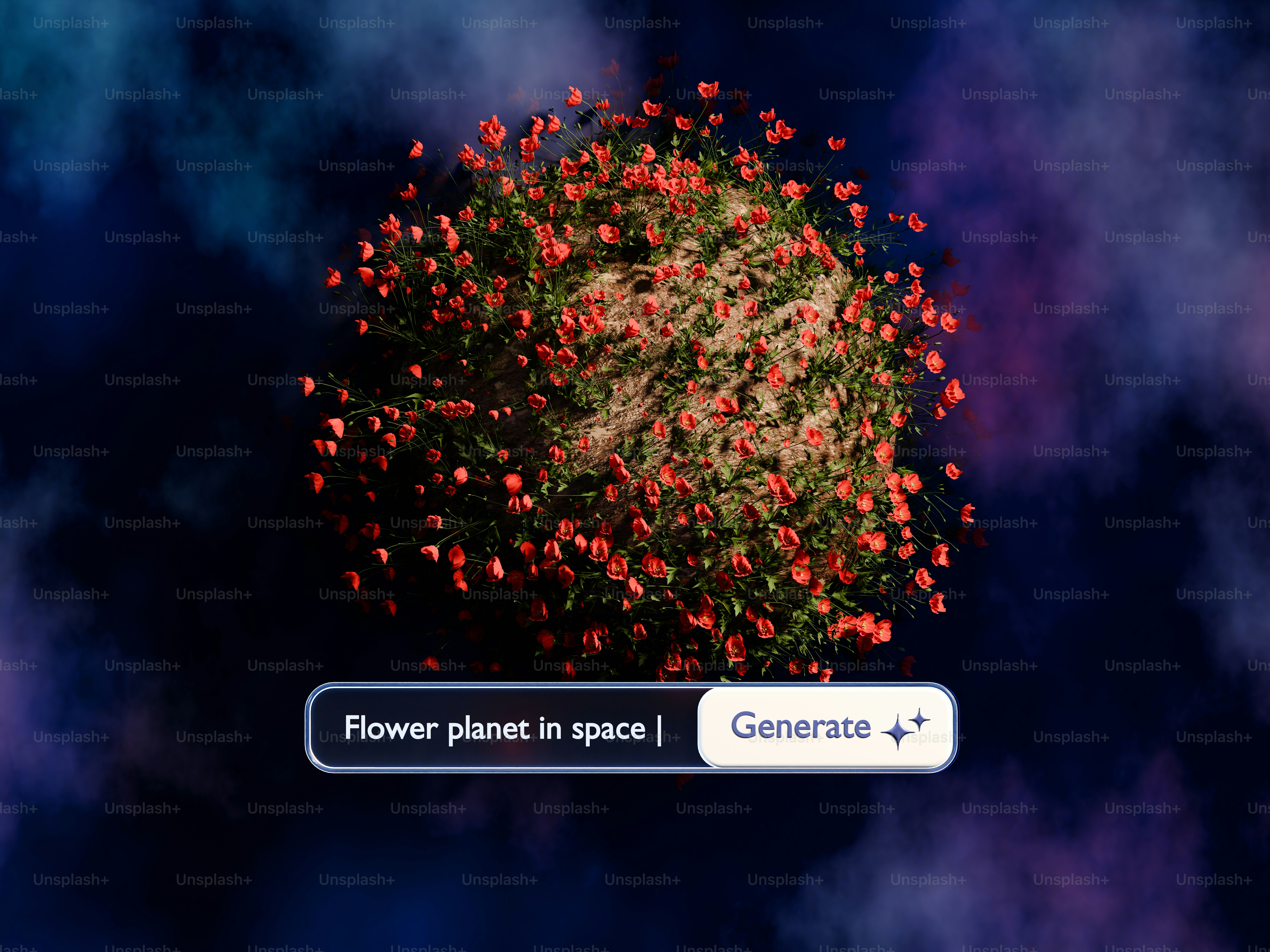 A computer generated image of a flower plant in space photo ...