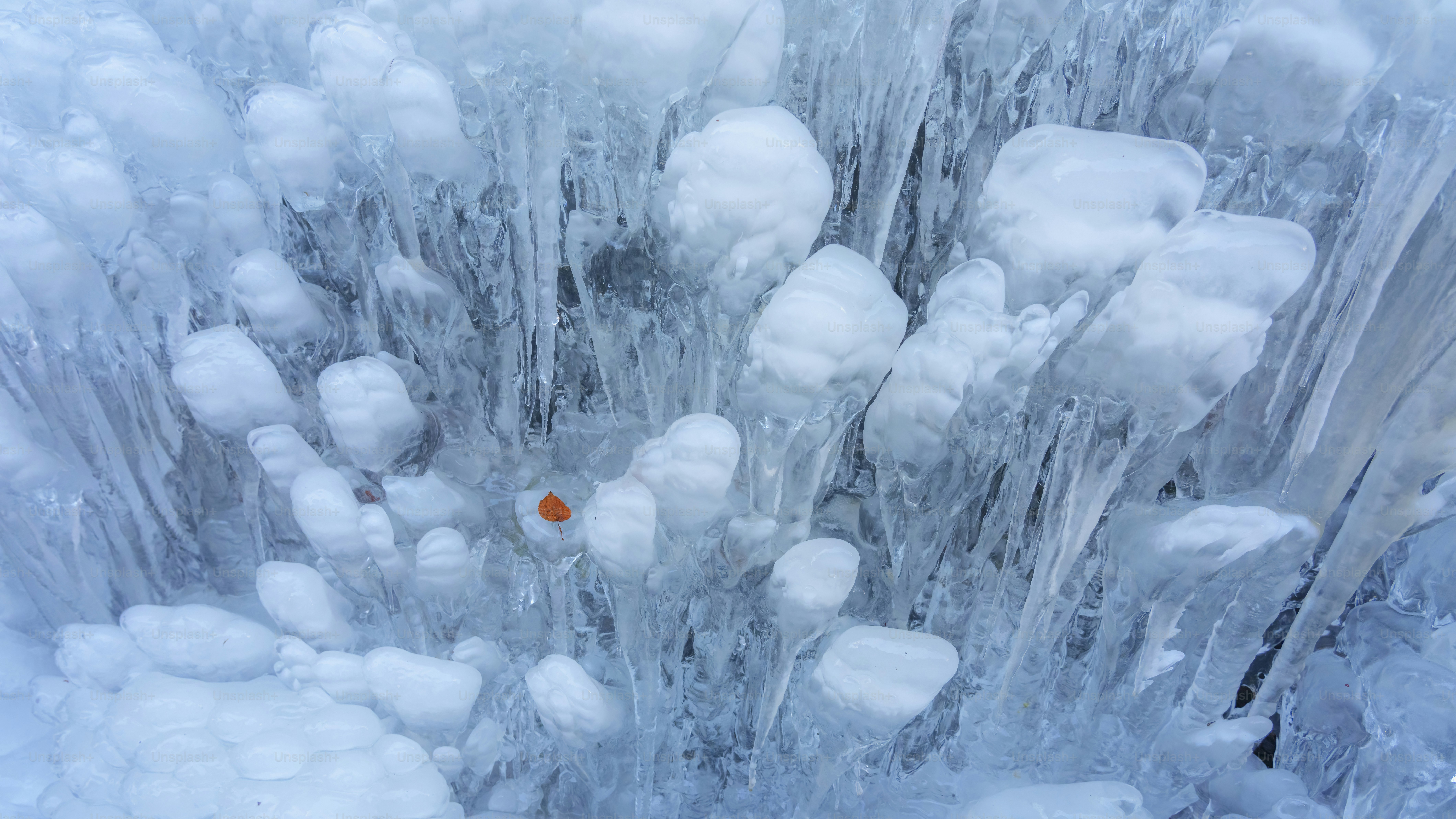 A bunch of ice that is growing out of the ground photo – Abstract Image ...