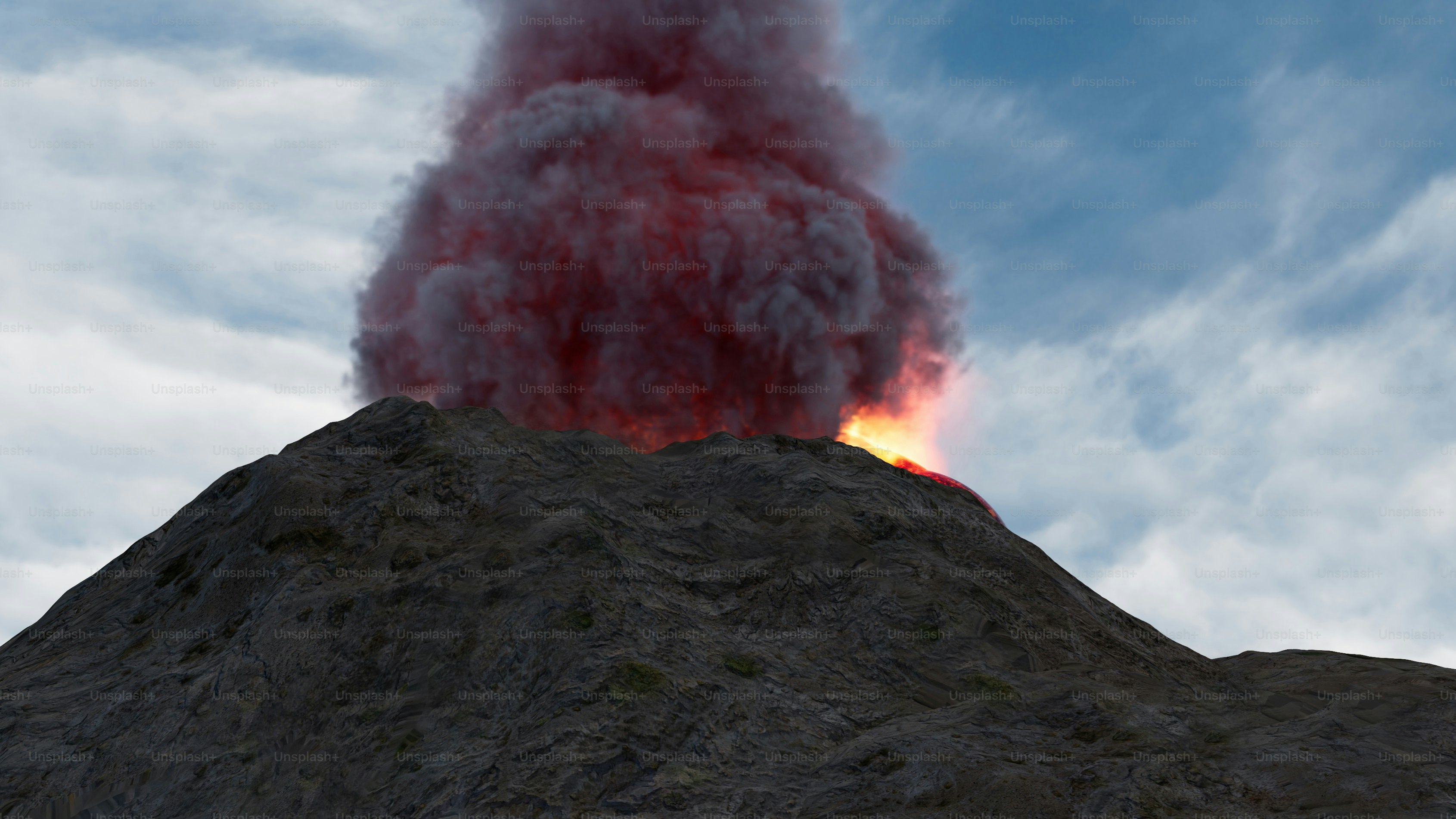 A volcano spewing out lava into the sky photo – 3d render Image on Unsplash