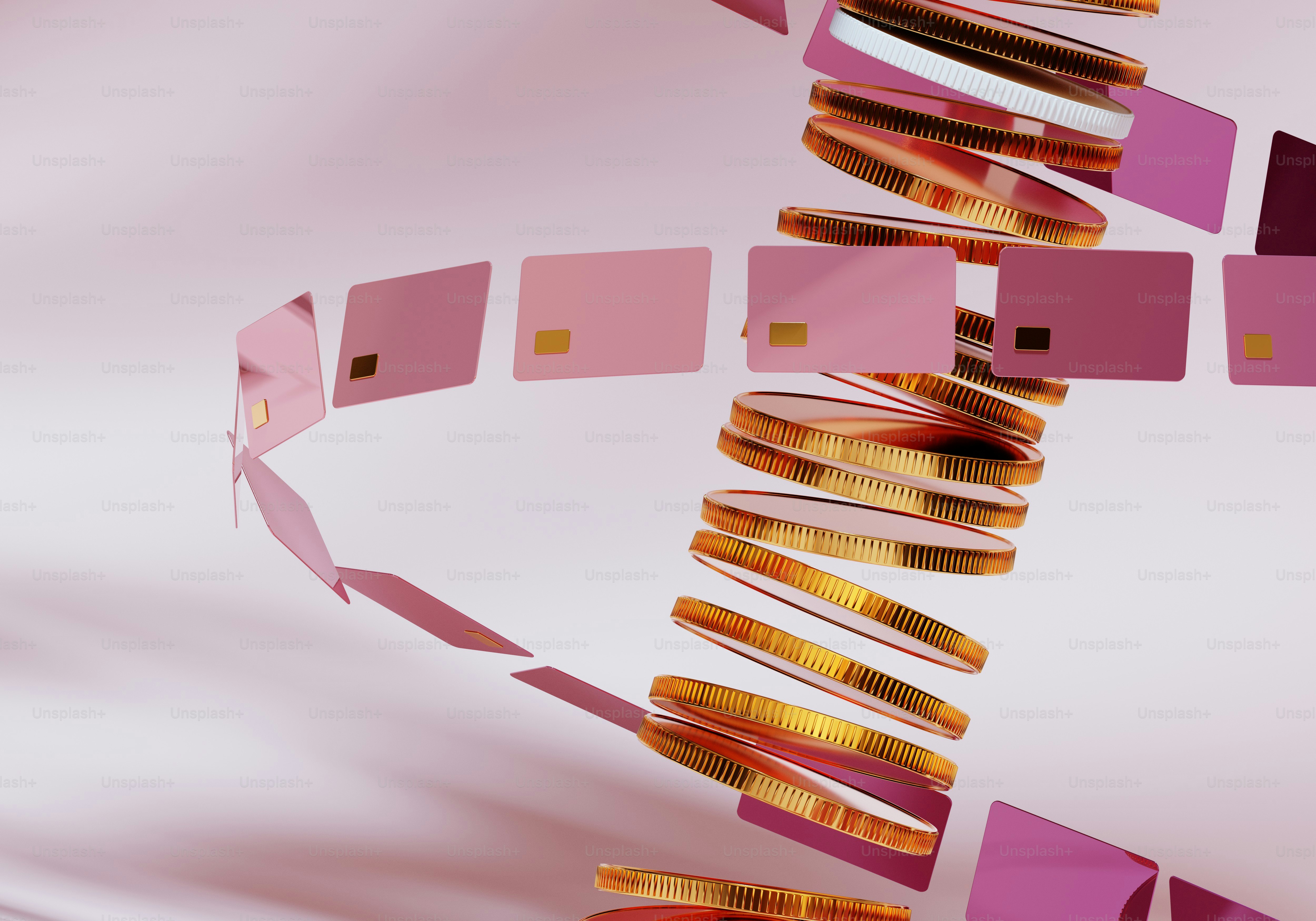 A bunch of pink and gold ribbons flying through the air photo – Loyalty ...