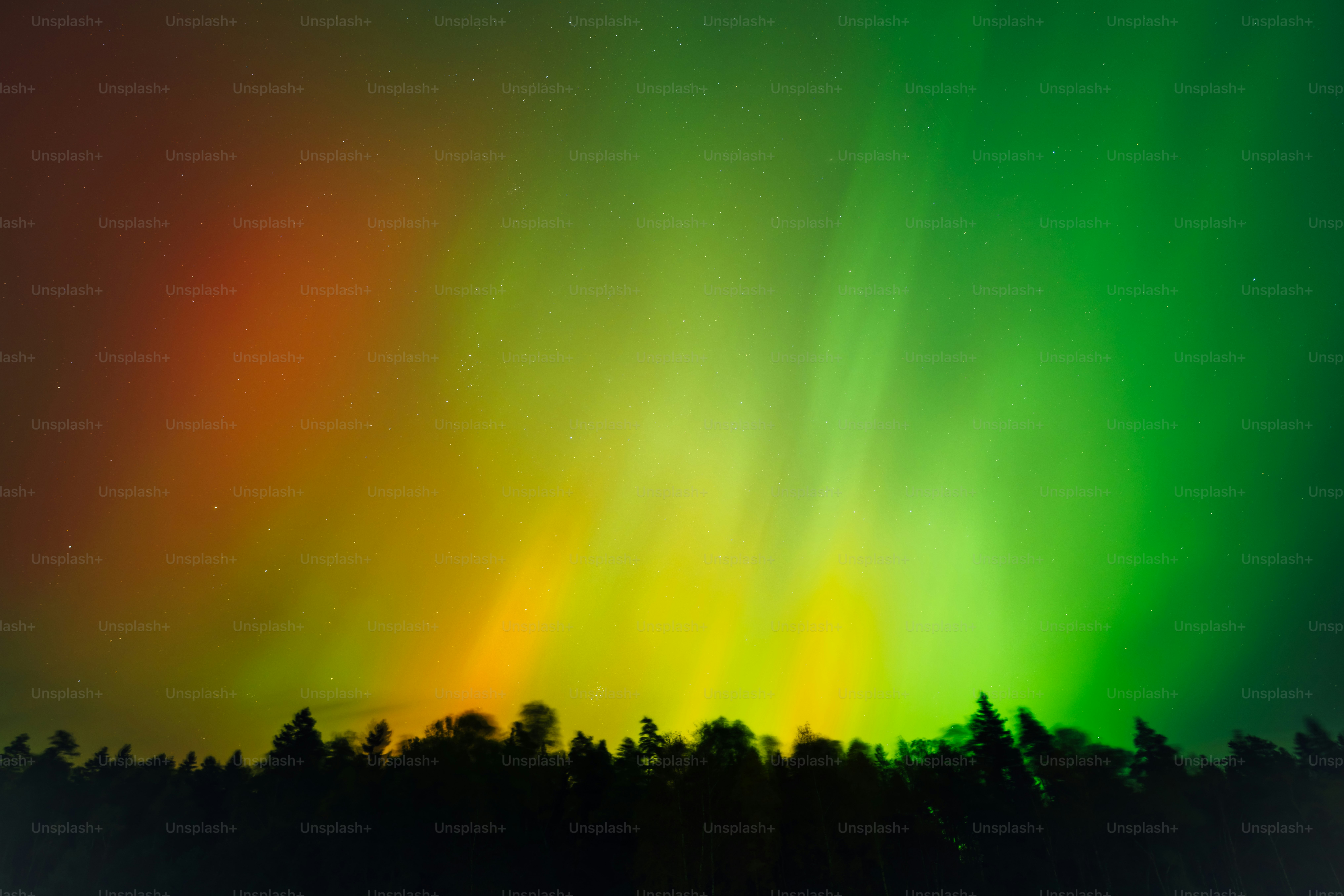 A green and yellow aurora bore is in the sky photo – Night Image on ...