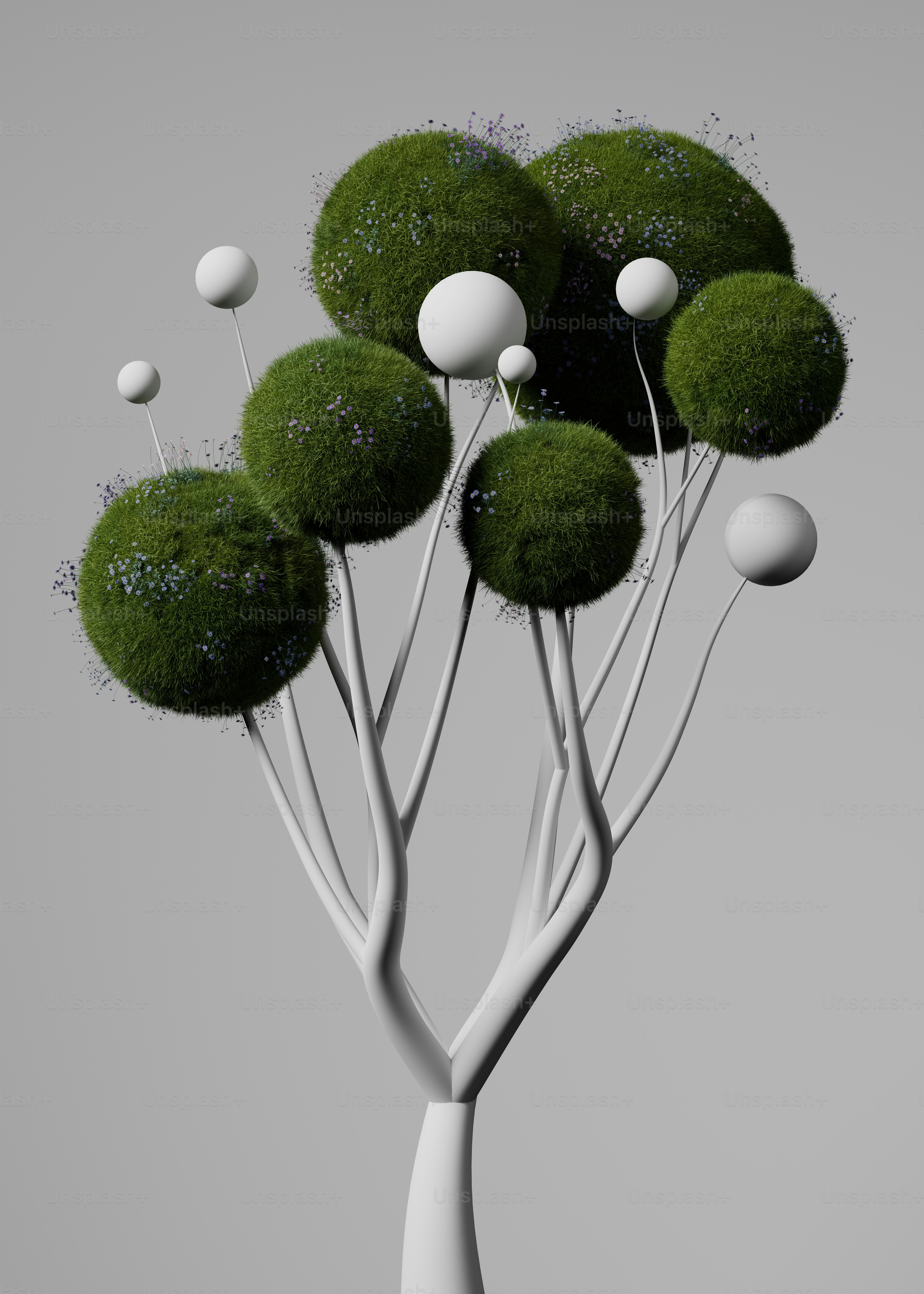 A group of trees with balls on top of them photo – Csr Image on Unsplash