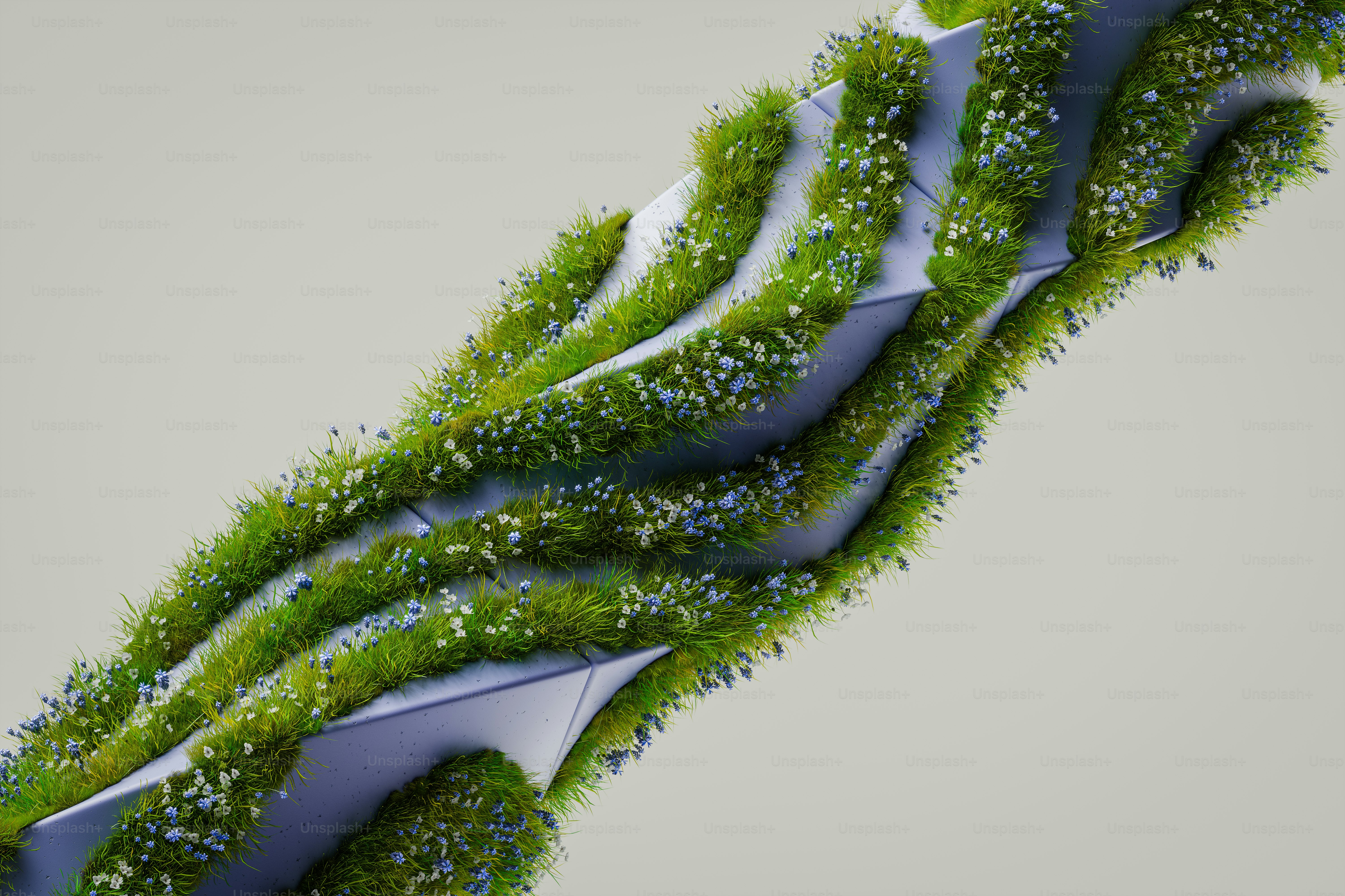 A picture of a green and blue object with grass on it photo ...