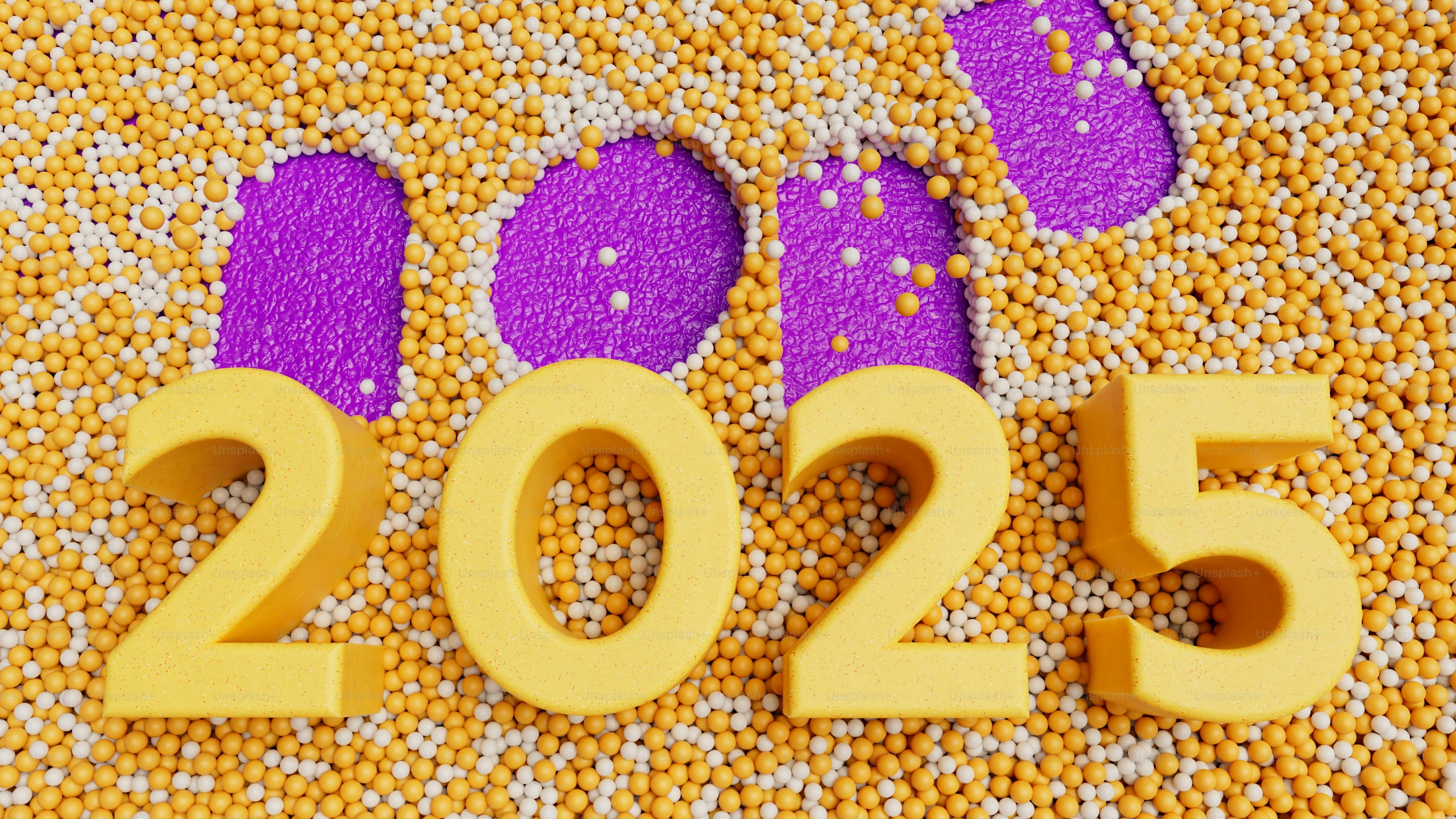 A yellow and purple sign that reads 2055 photo – 2025 Image on Unsplash