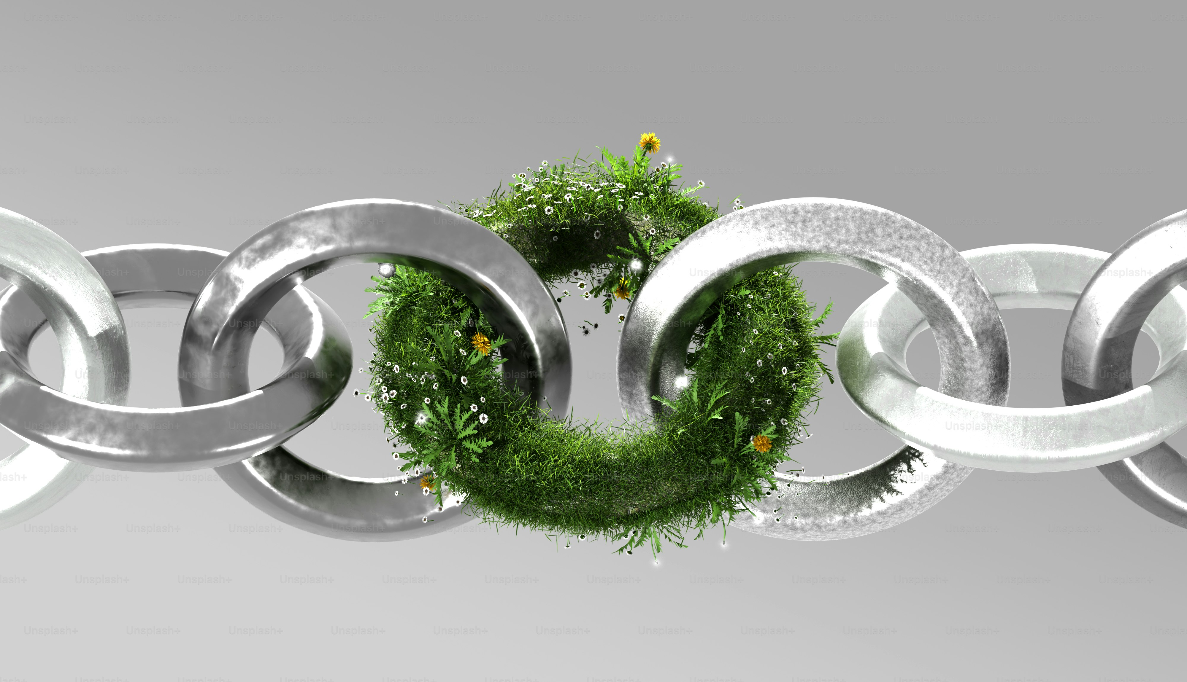 A chain with a tree growing out of it photo – 3d render Image on Unsplash