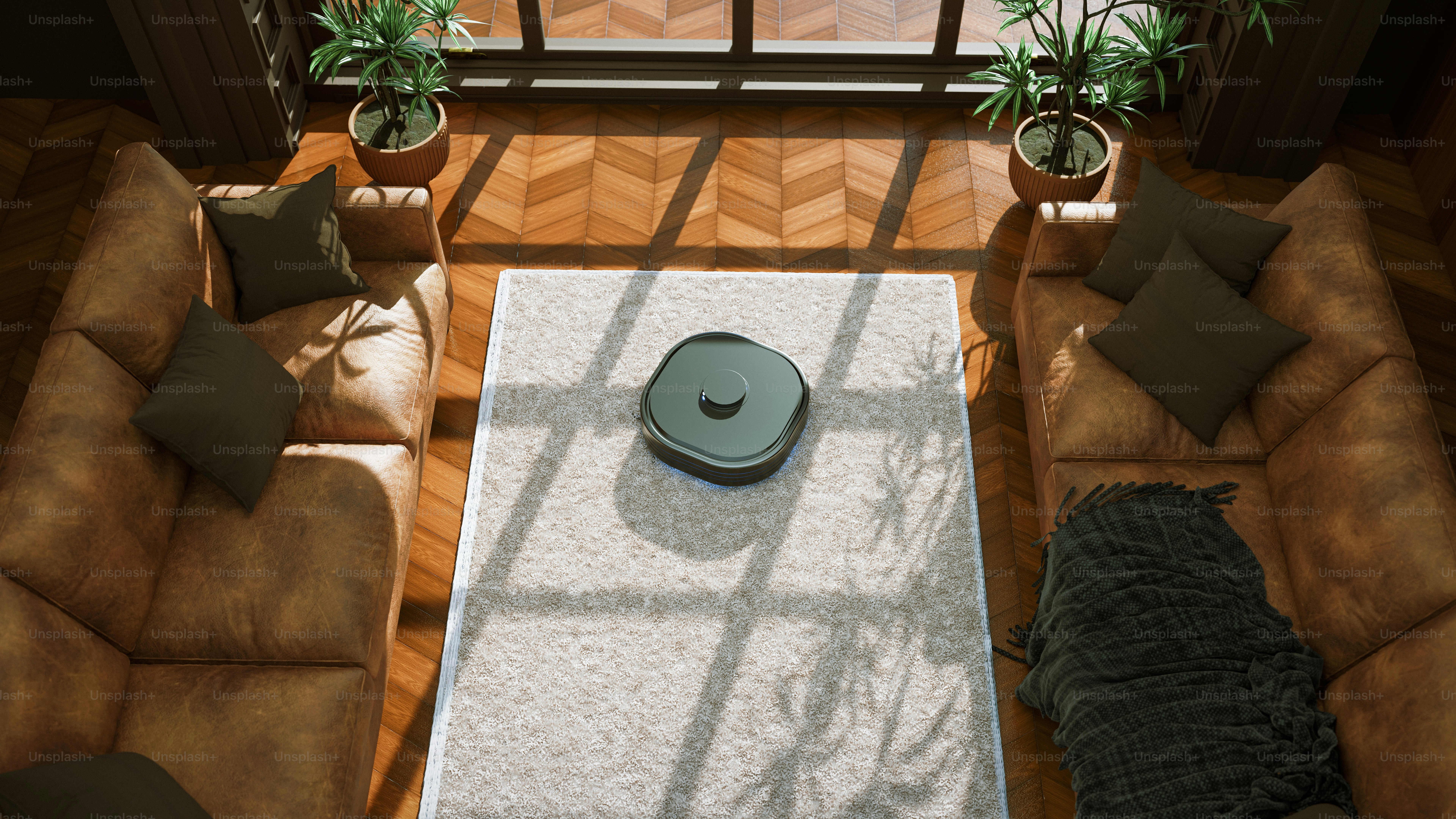 A view of a living room from above photo – Smart technology Image on ...