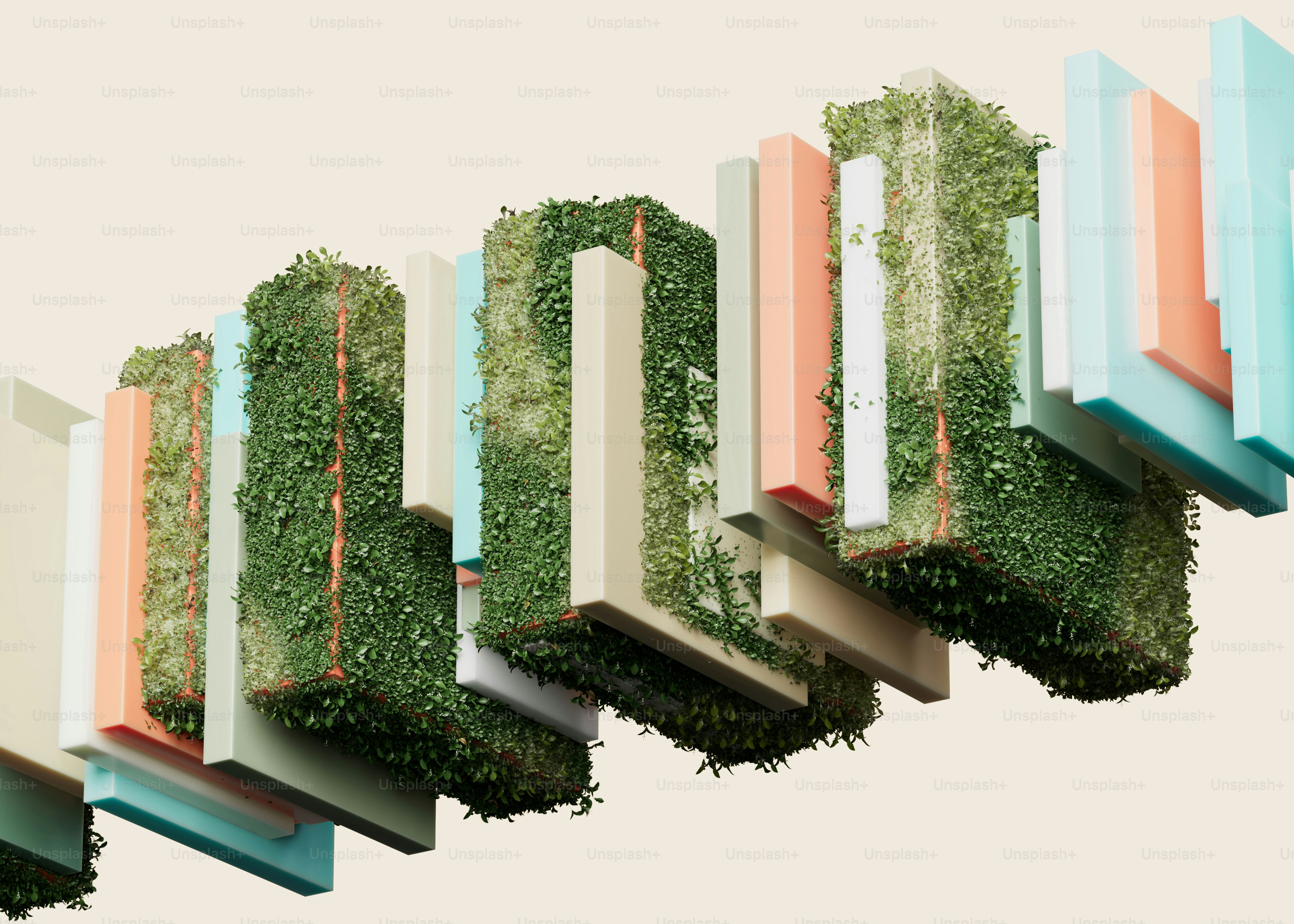 A series of vertical boxes with plants growing out of them photo – Csr ...