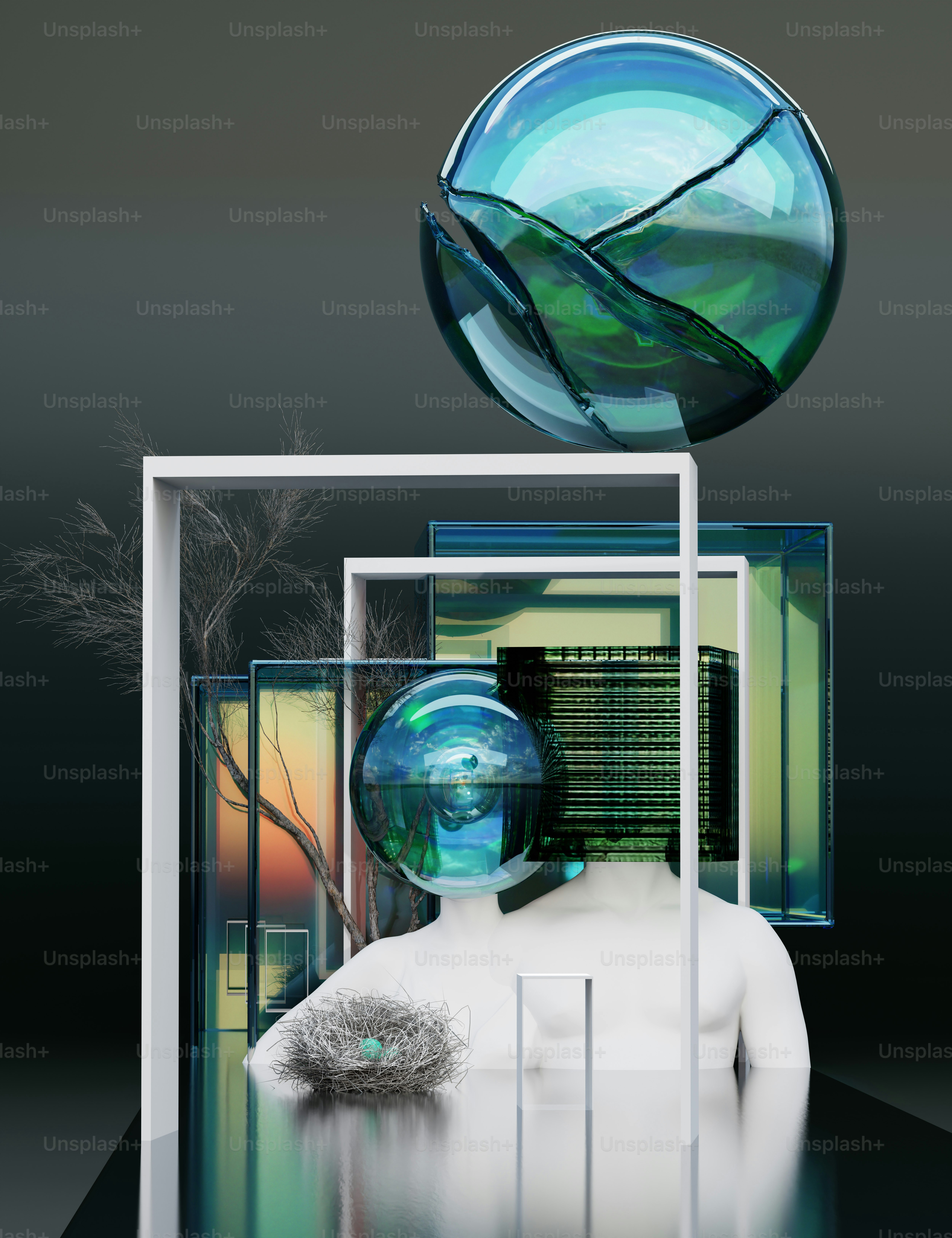 A man with a sphere on top of his head photo – Relationships Image on ...