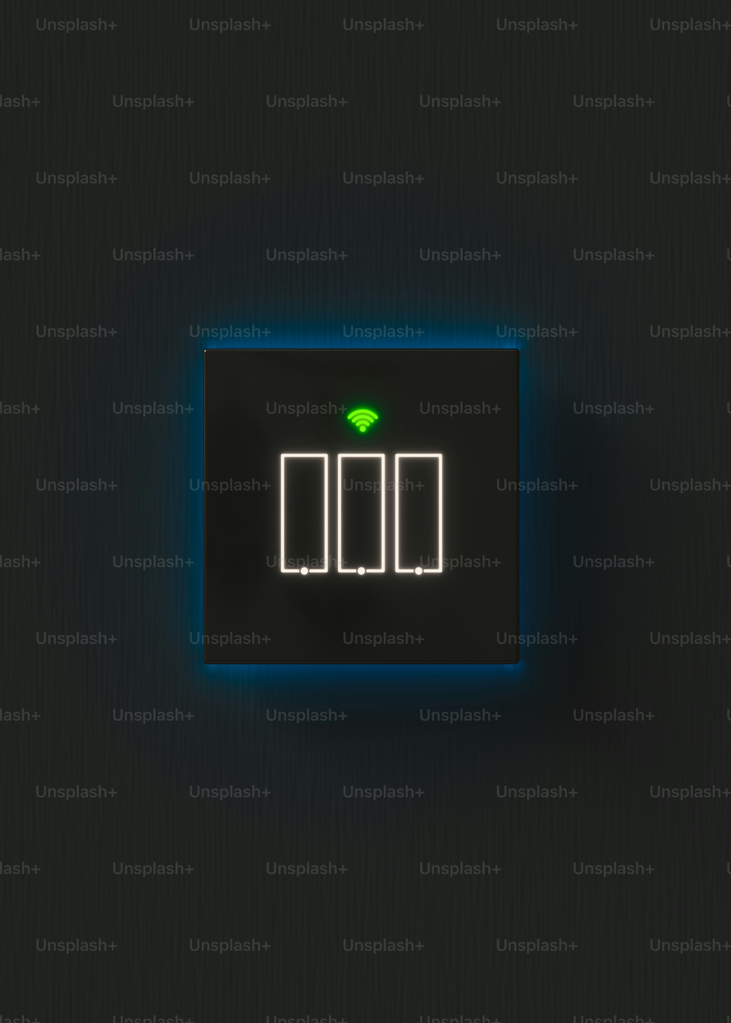 A black button with a green light on it photo – Smart tech Image on ...