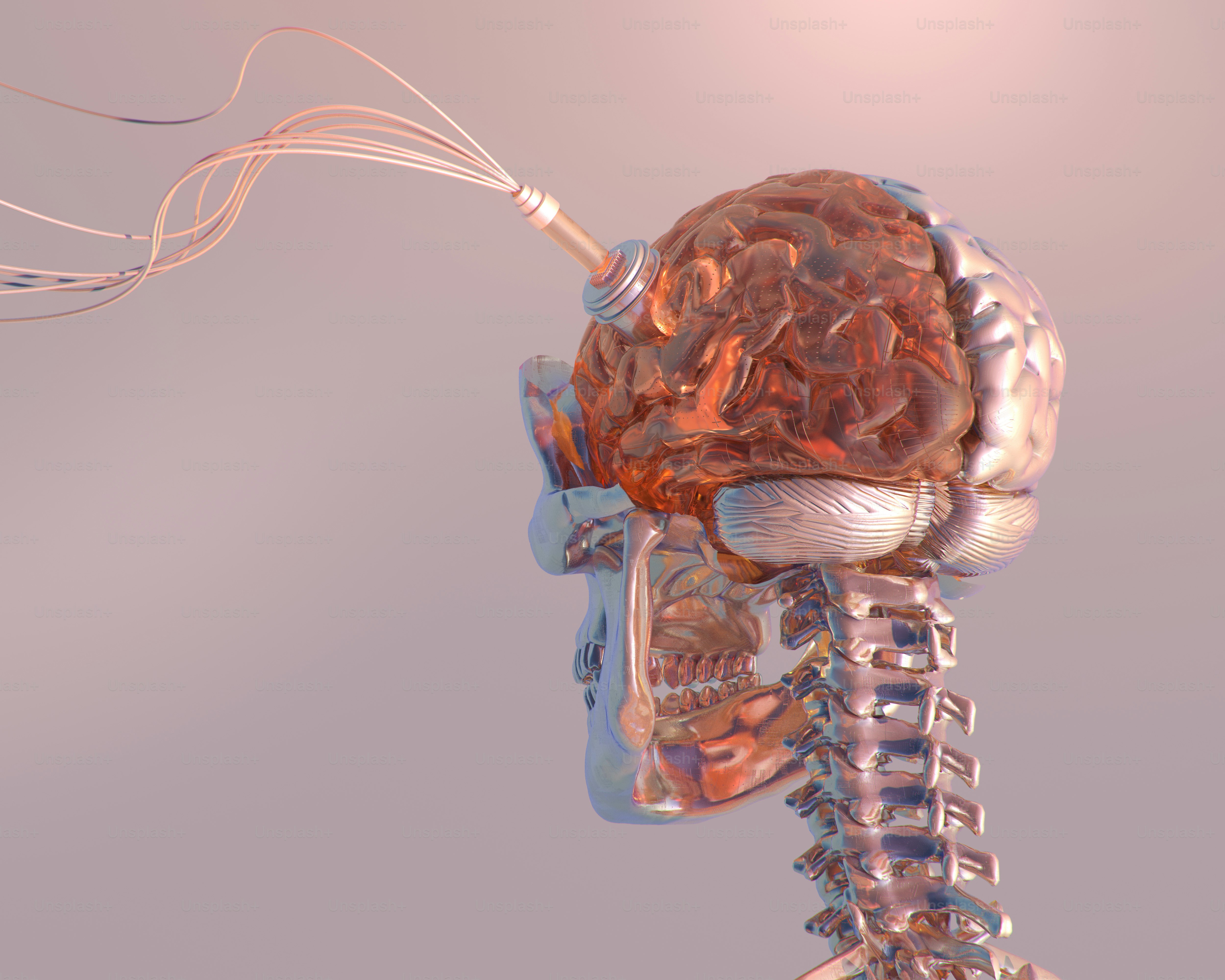 A man with a futuristic head and glasses photo – Neuro science Image on ...