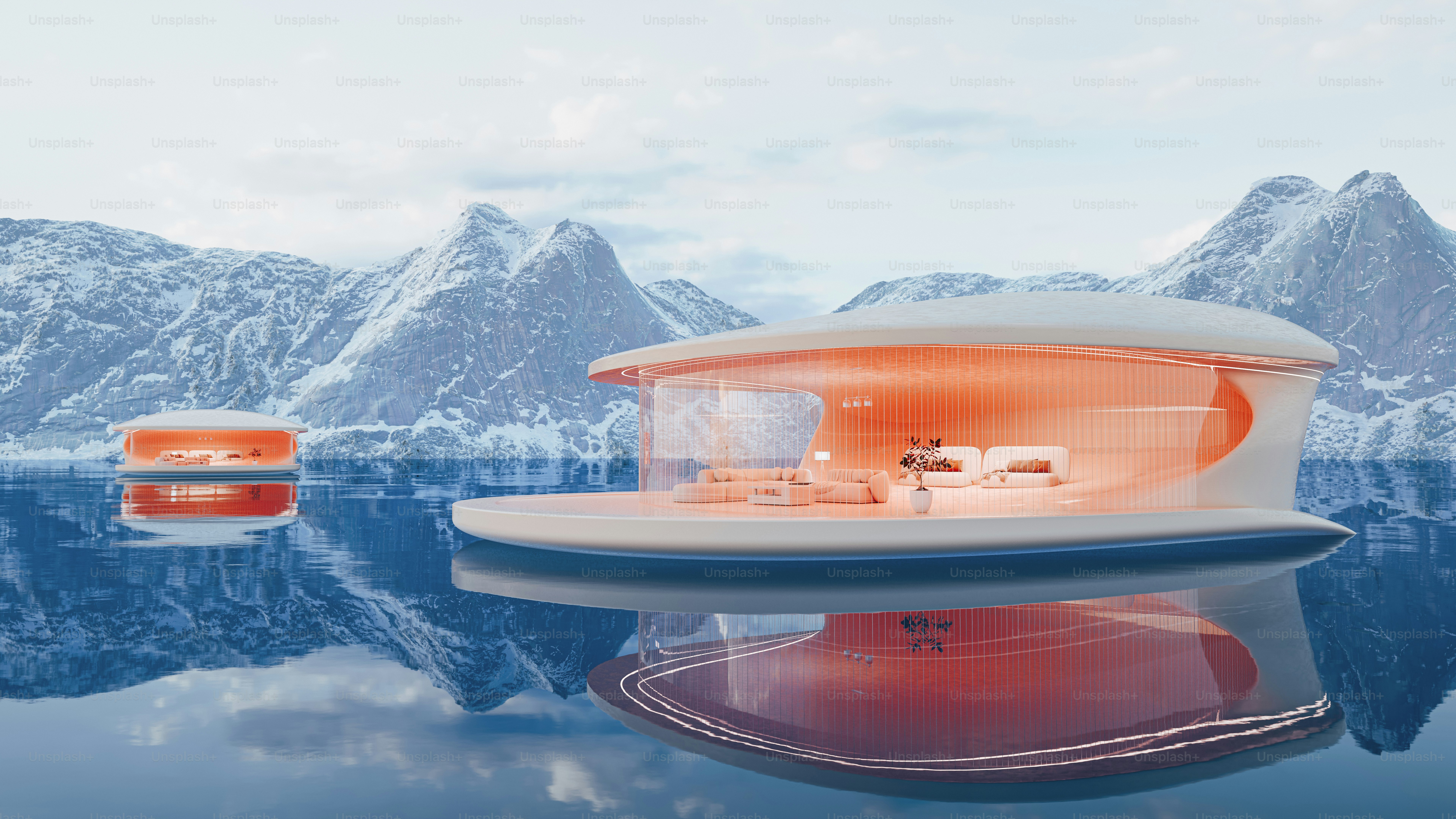 A picture of a floating house in the water photo – Digital image Image ...