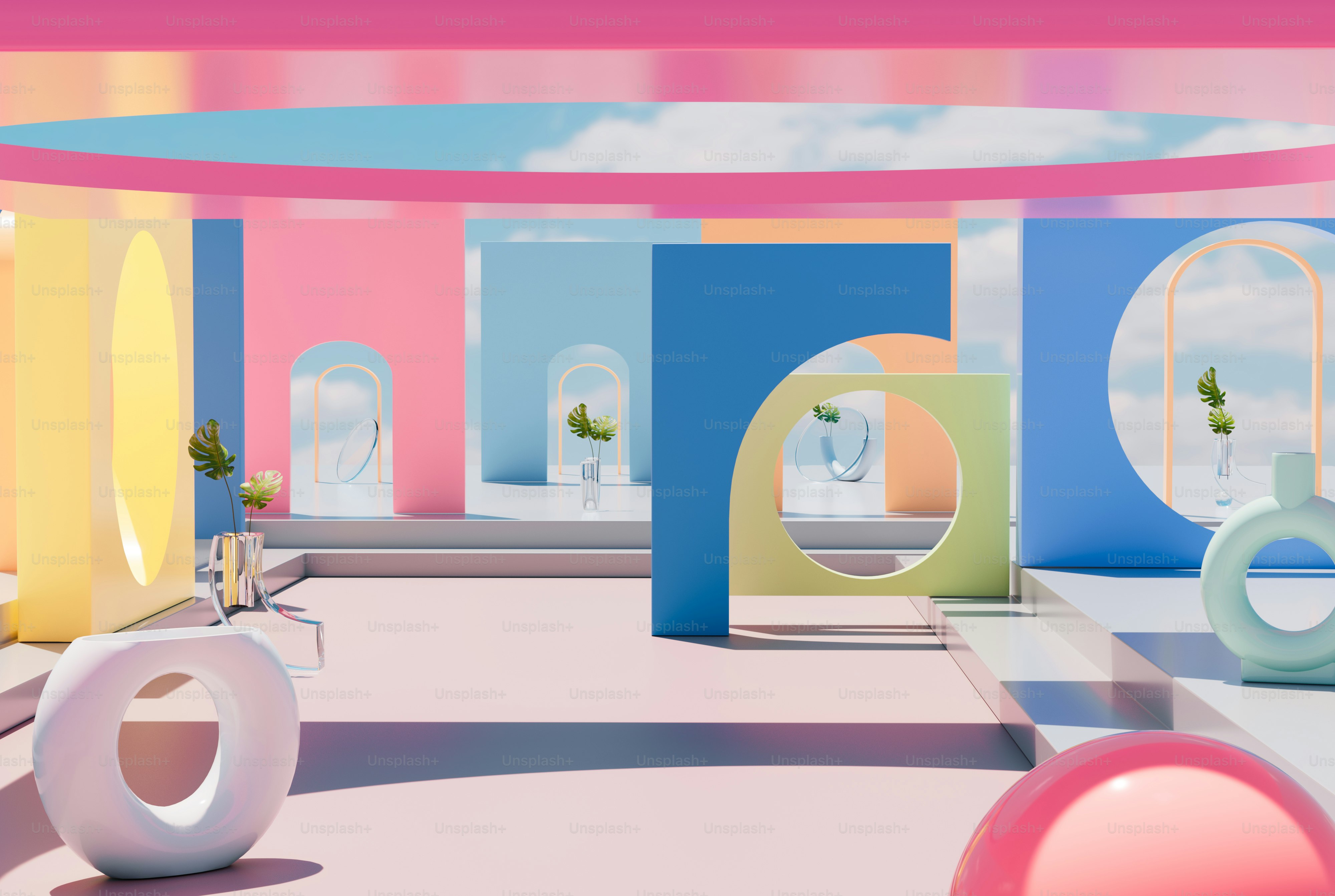 A room filled with lots of different colored furniture photo – Colorful ...