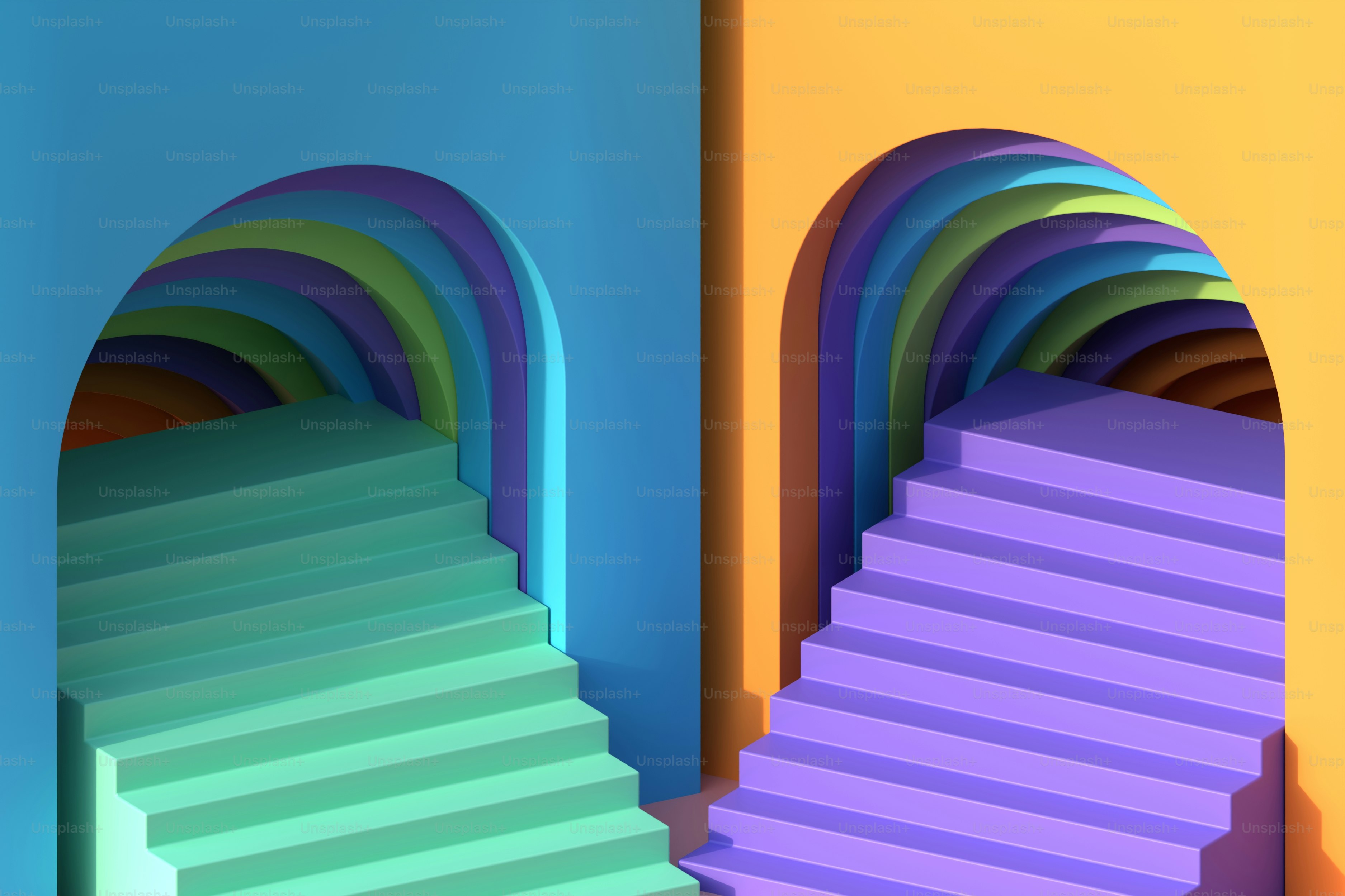 A set of stairs made out of colored paper photo – Background Image on ...