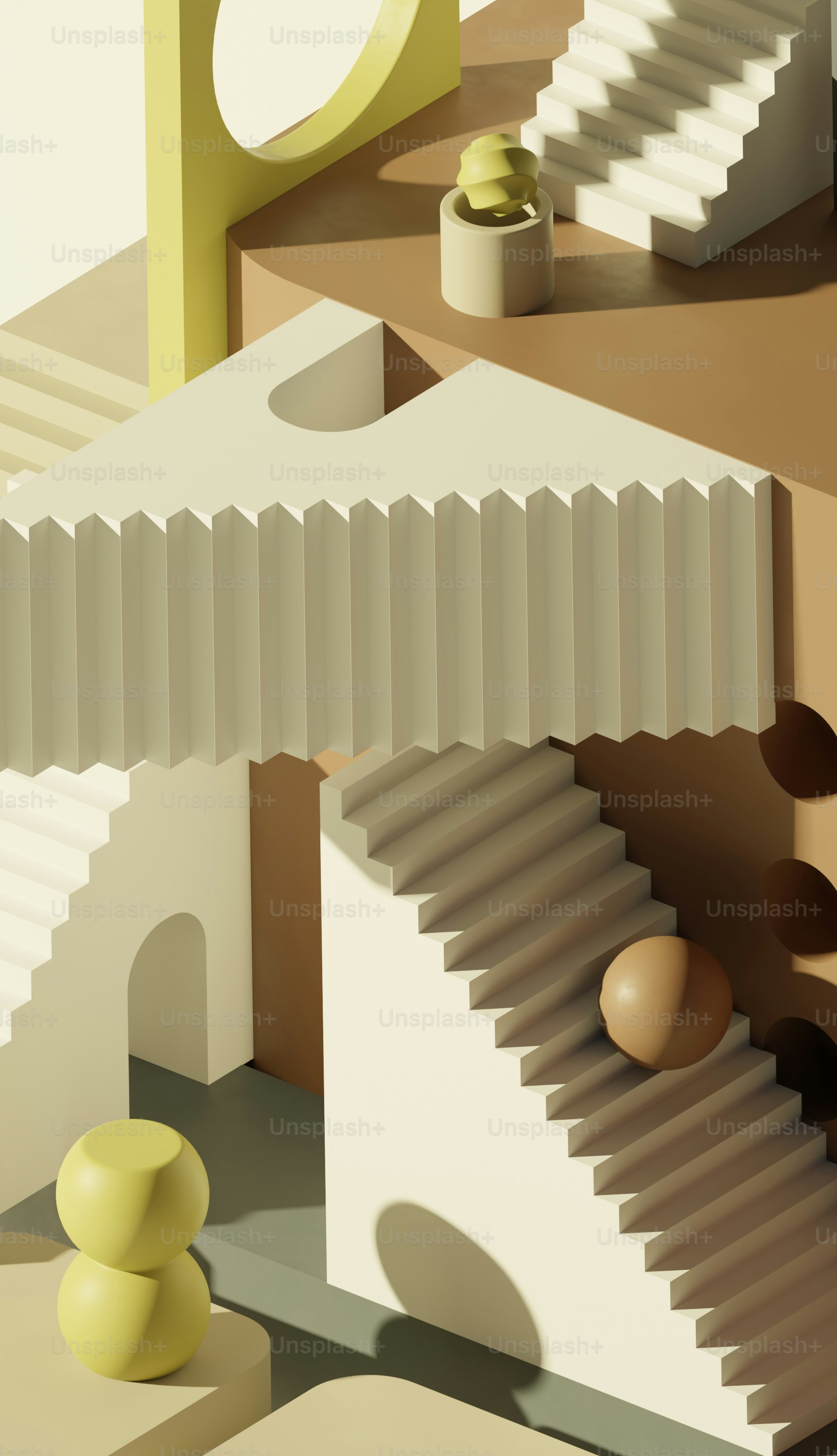 A computer generated image of a staircase and a clock photo – Isometric ...