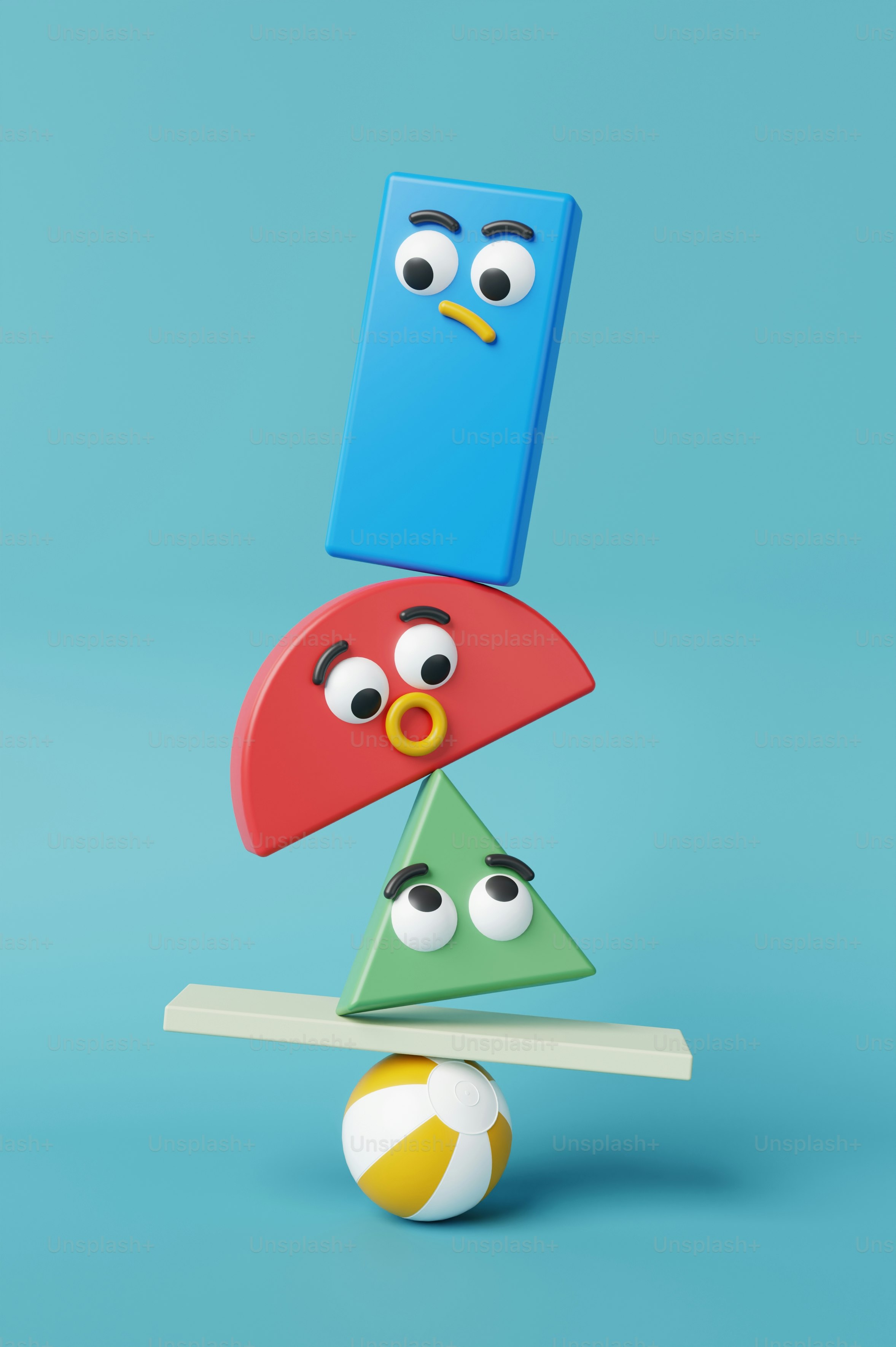 A stack of different colored toys on top of each other photo – Cartoon ...