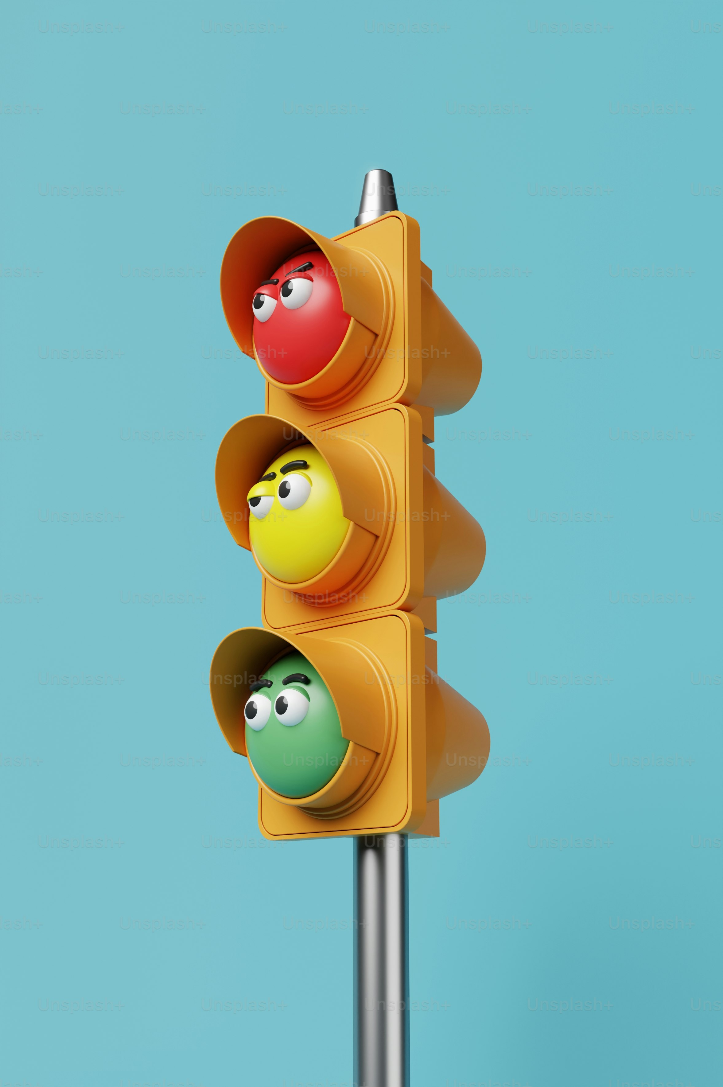 A traffic light with a couple of faces on it photo – Cartoon Image on ...