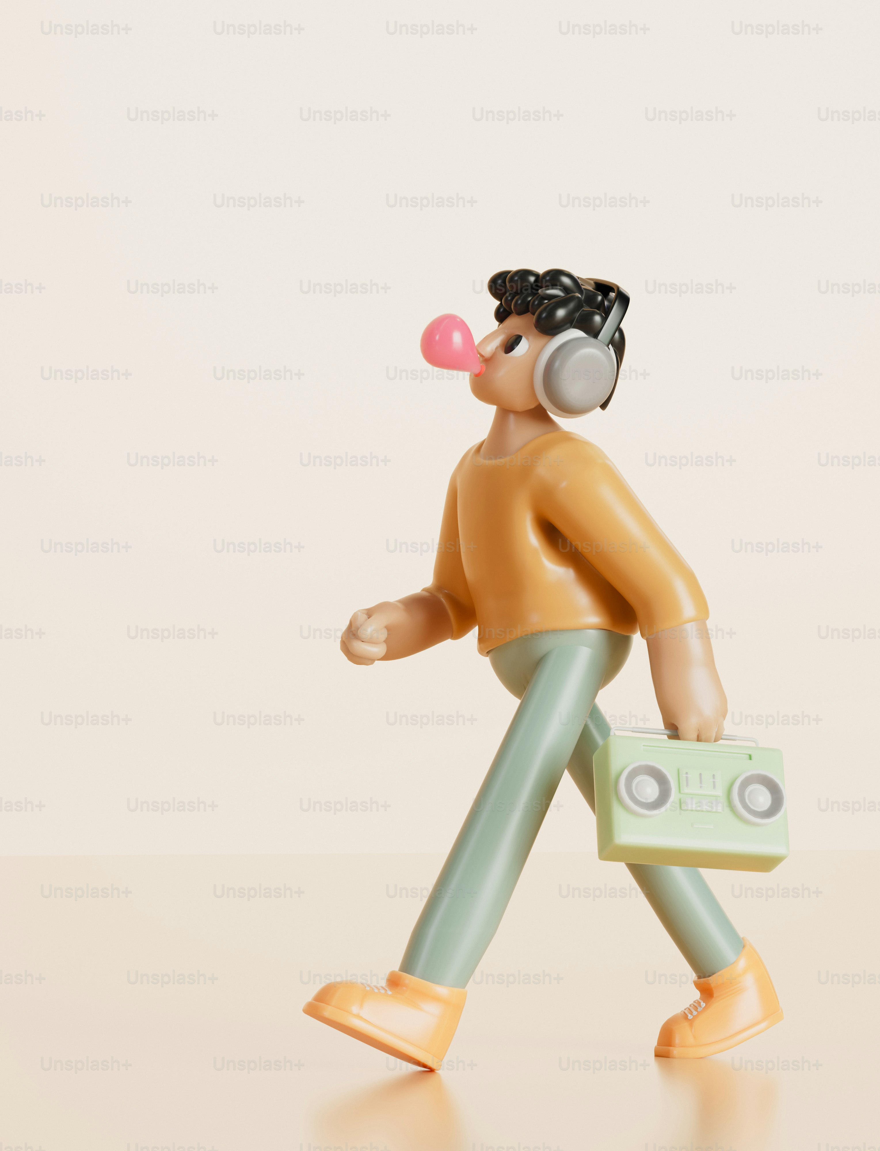 A figurine of a man walking with a boombox photo – Conceptual Image on ...