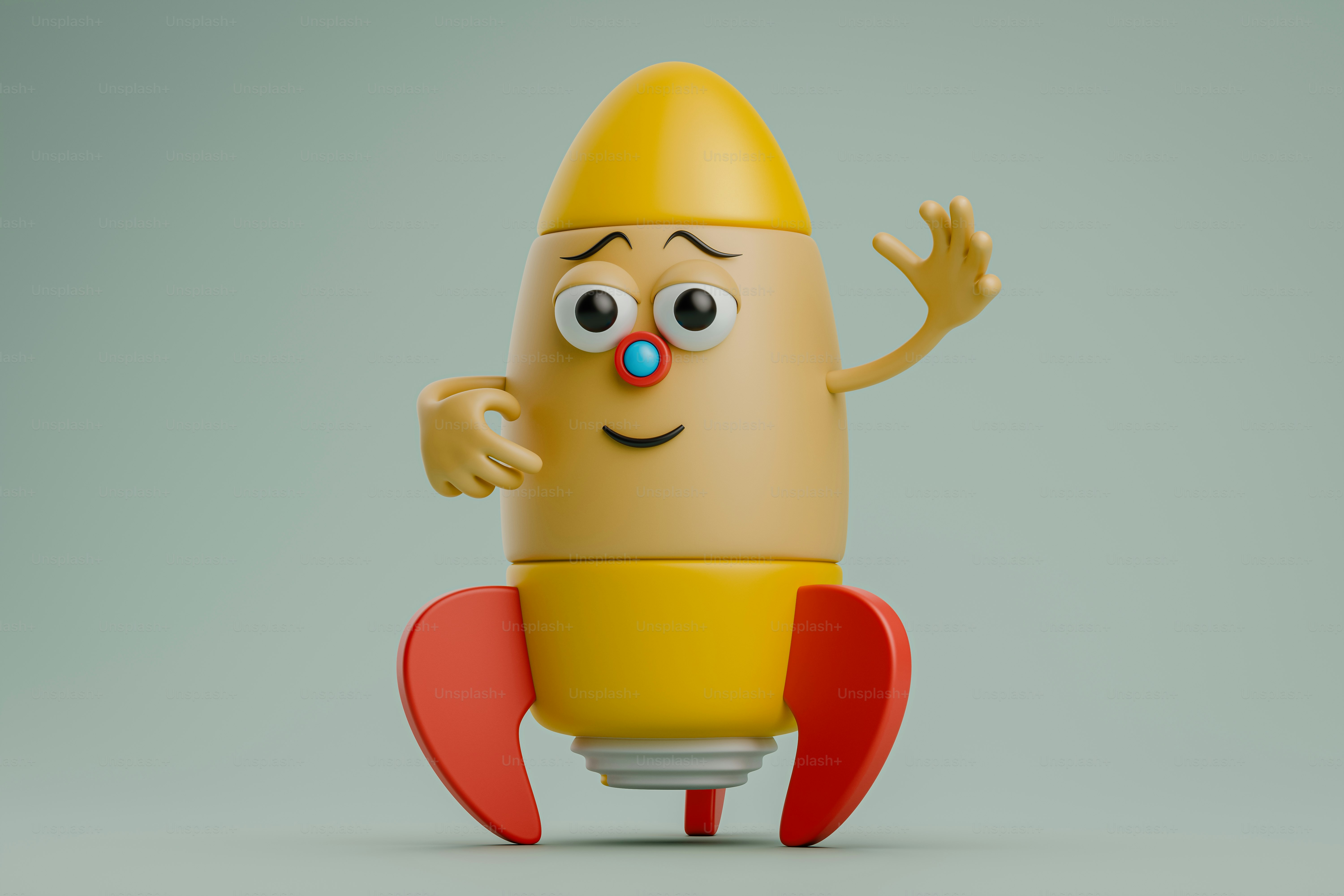 A cartoon rocket ship with a smiley face photo – Wallpaper Image on ...