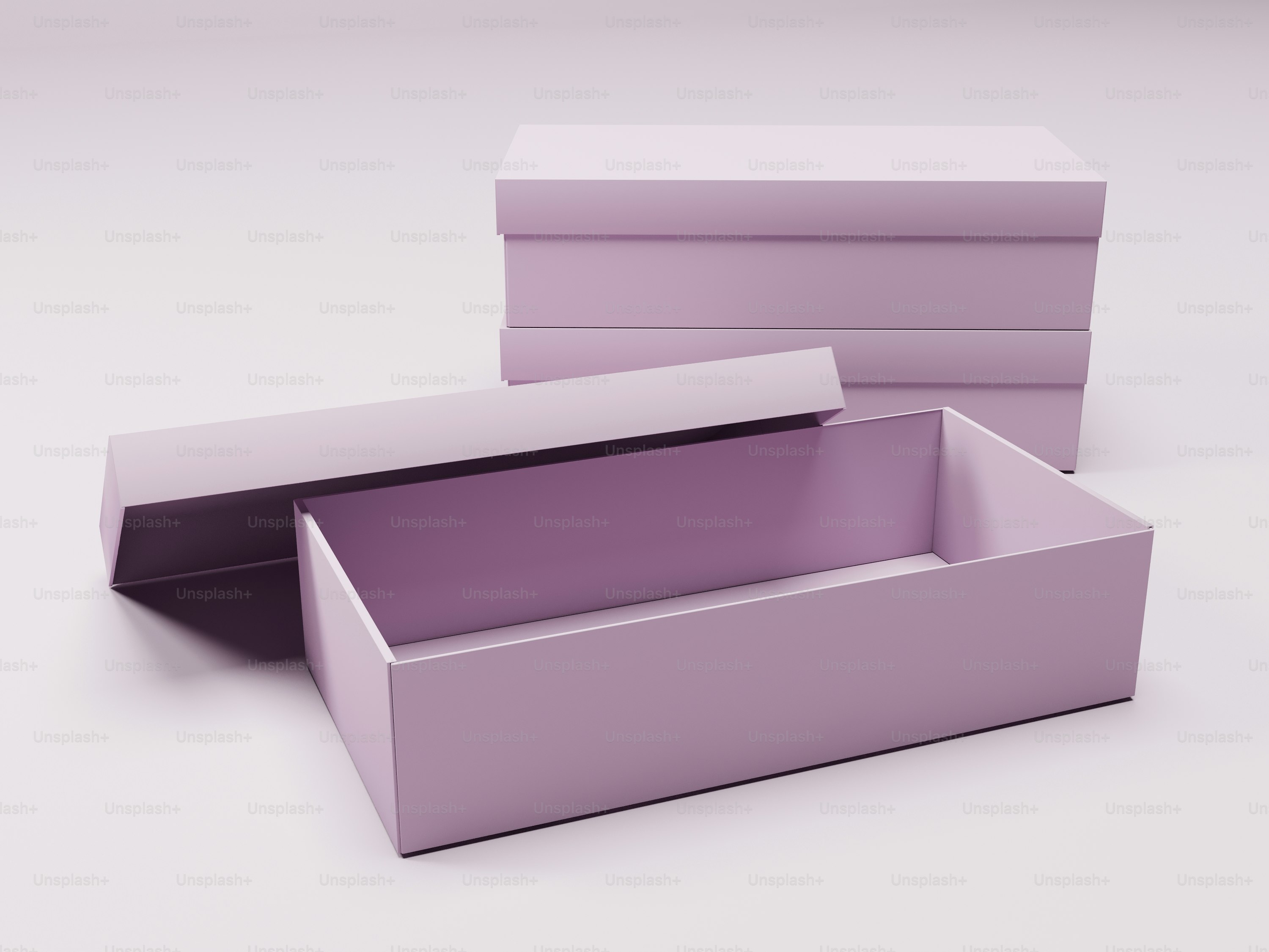 Two empty boxes sitting side by side on a white surface photo – Product ...