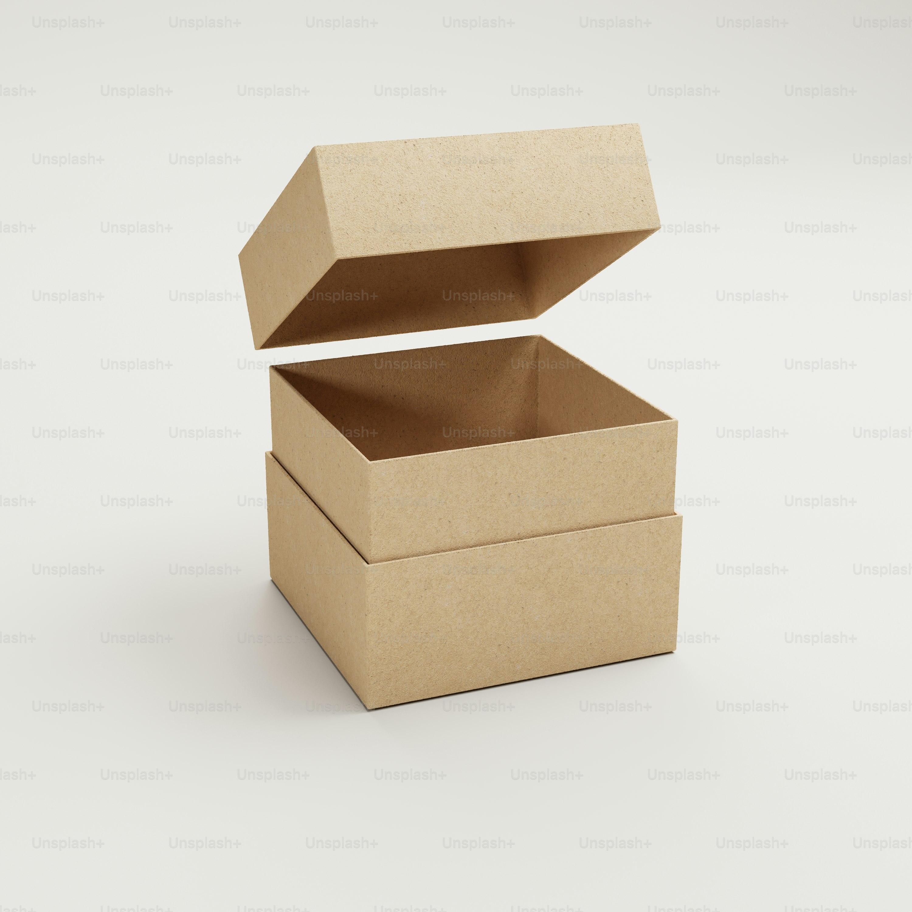 A cardboard box with a lid open on a white background photo – Mockup ...