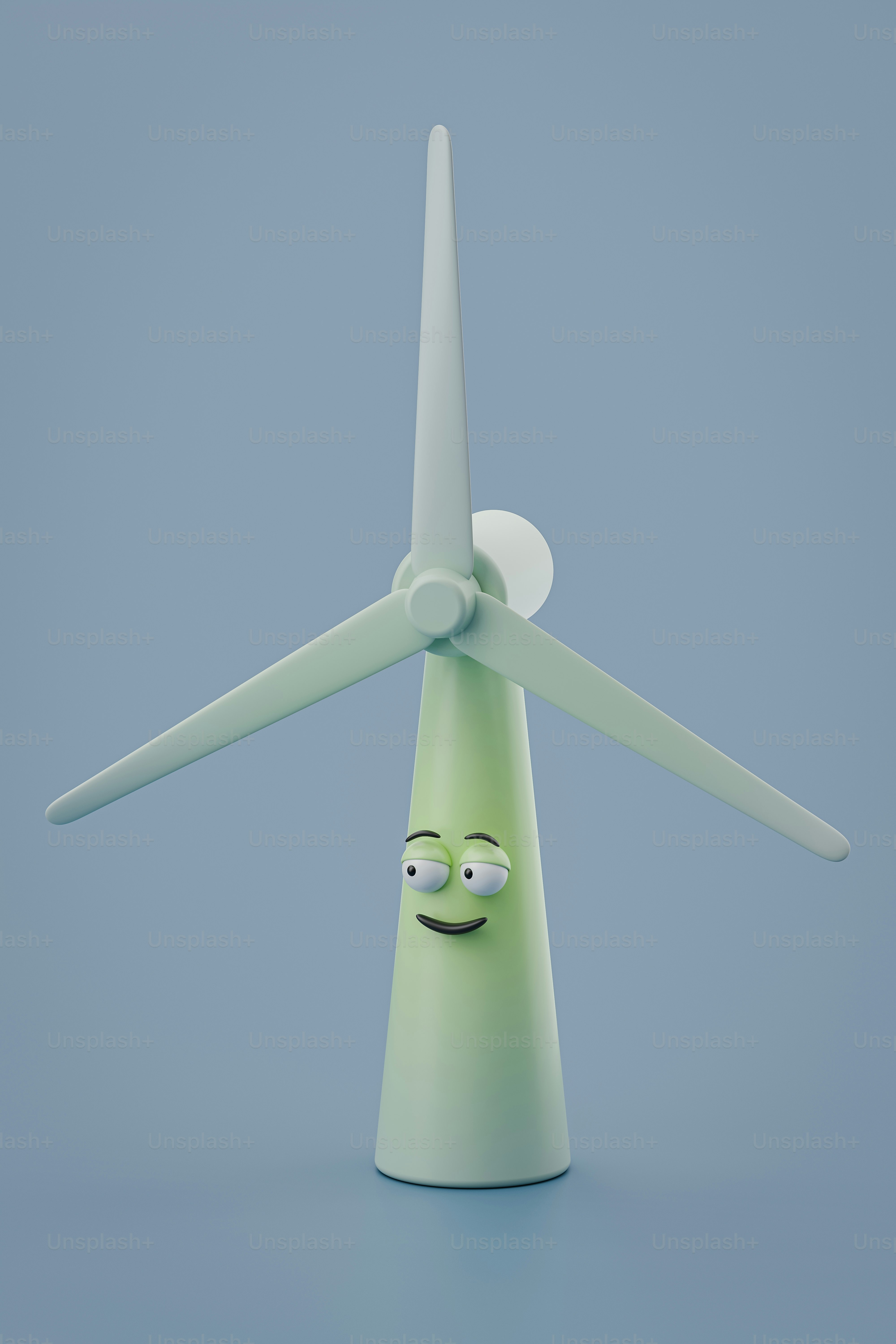 A wind turbine with a face drawn on it photo – Render Image on Unsplash