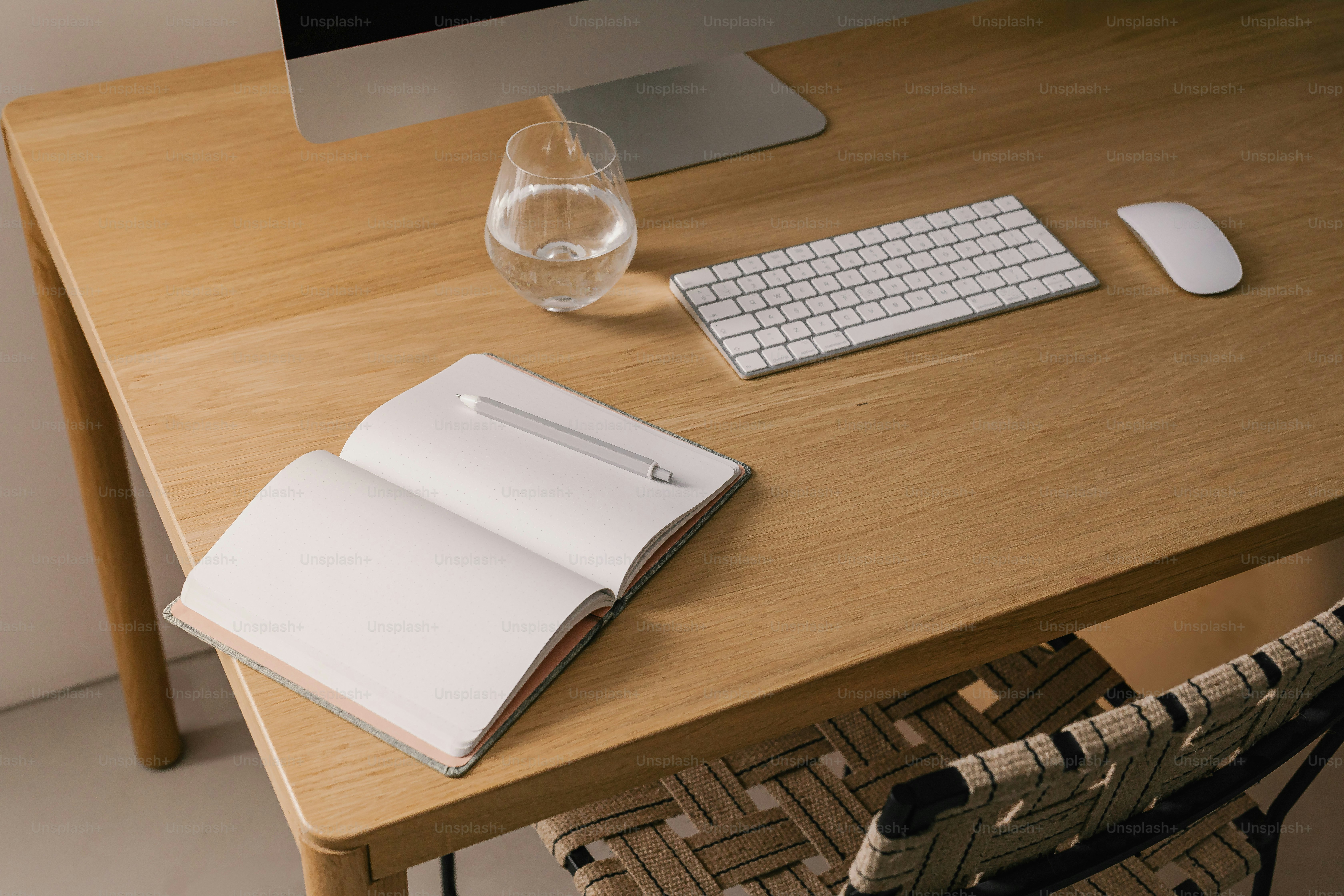 A laptop computer sitting on top of a wooden desk photo – Interior ...
