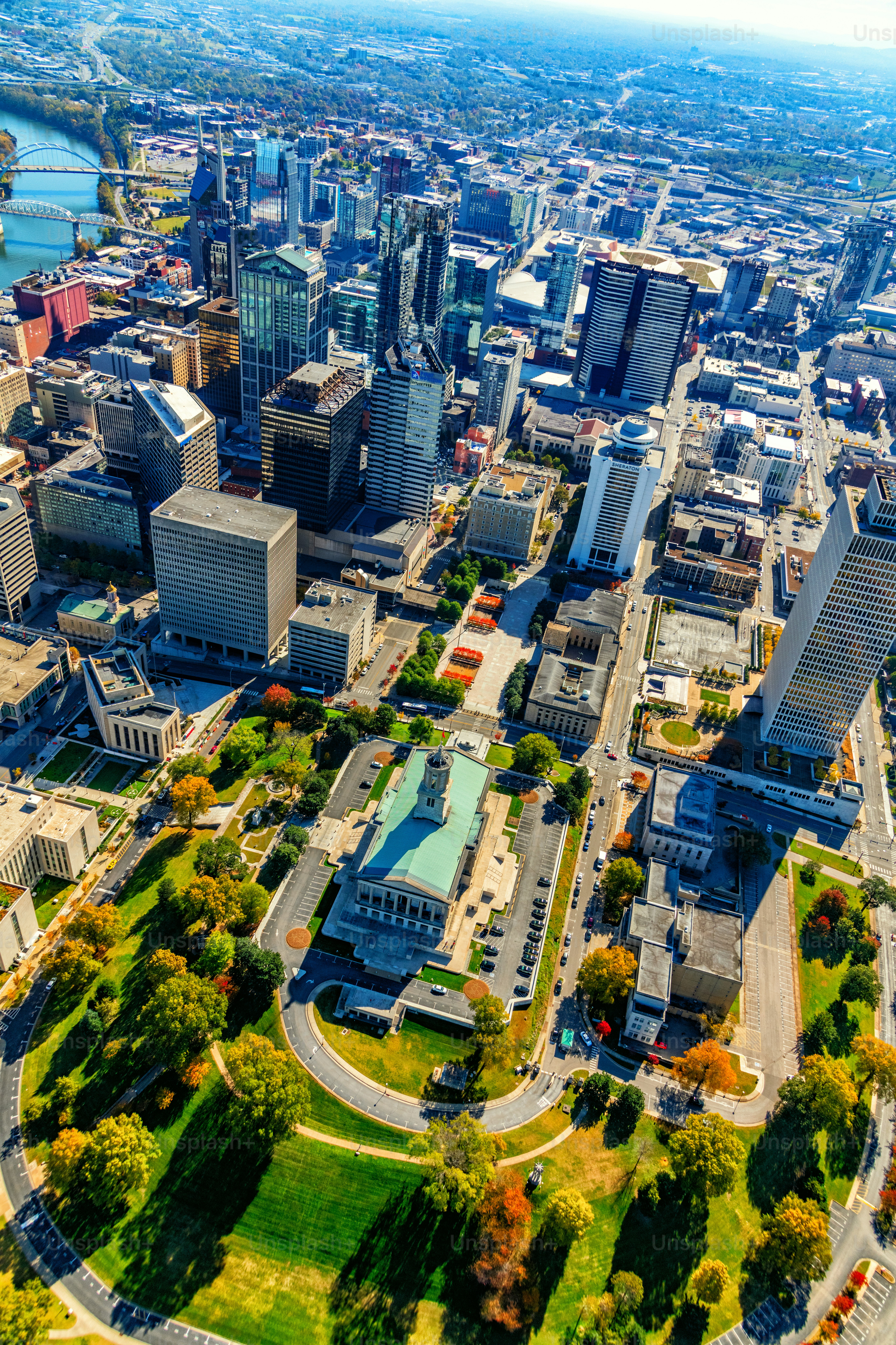The beautiful cityscape of the downtown area of Nashville, Tennessee ...