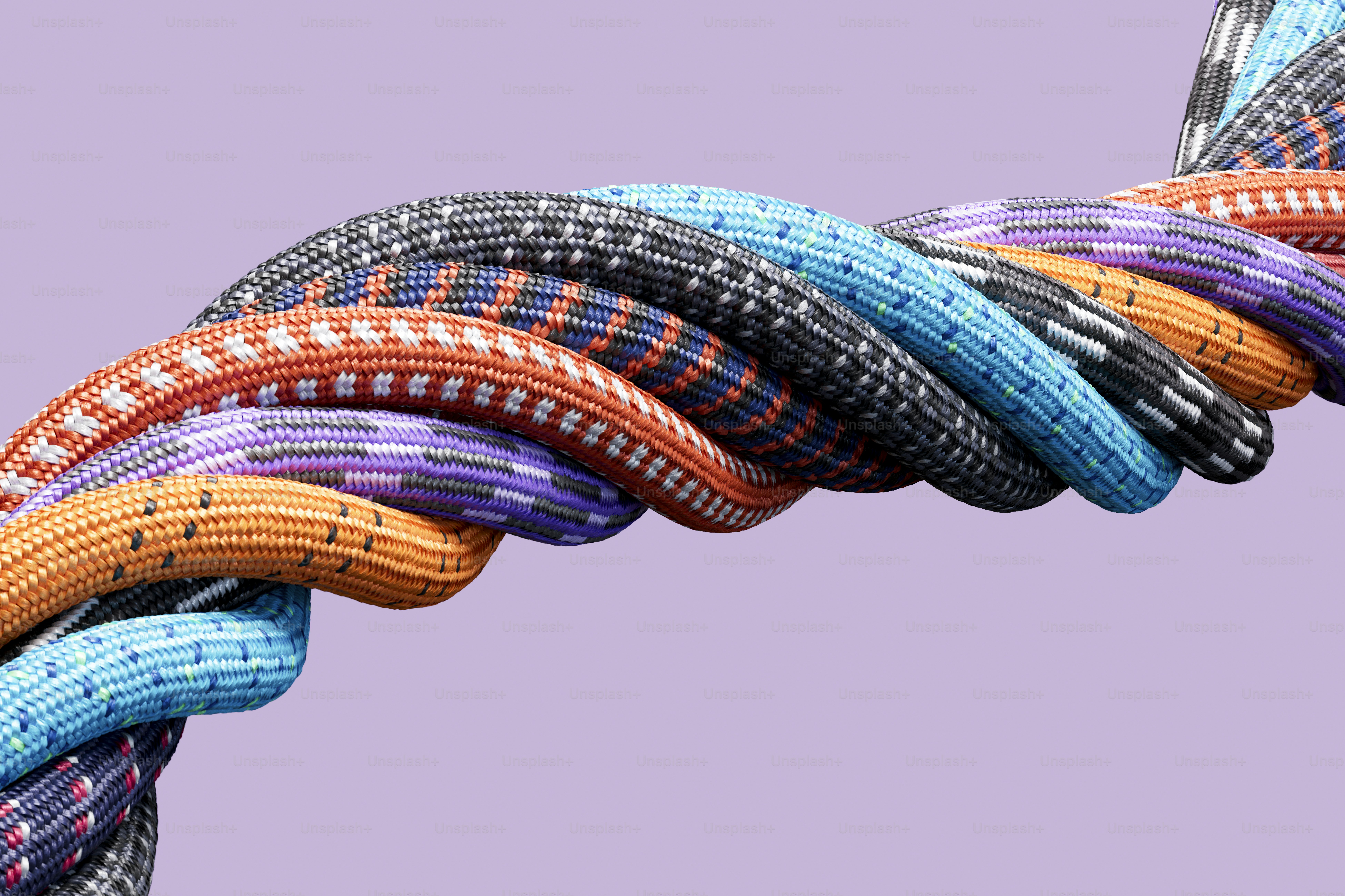 Colorful twisted ropes, paracords. 3d render. photo – Multi colored ...