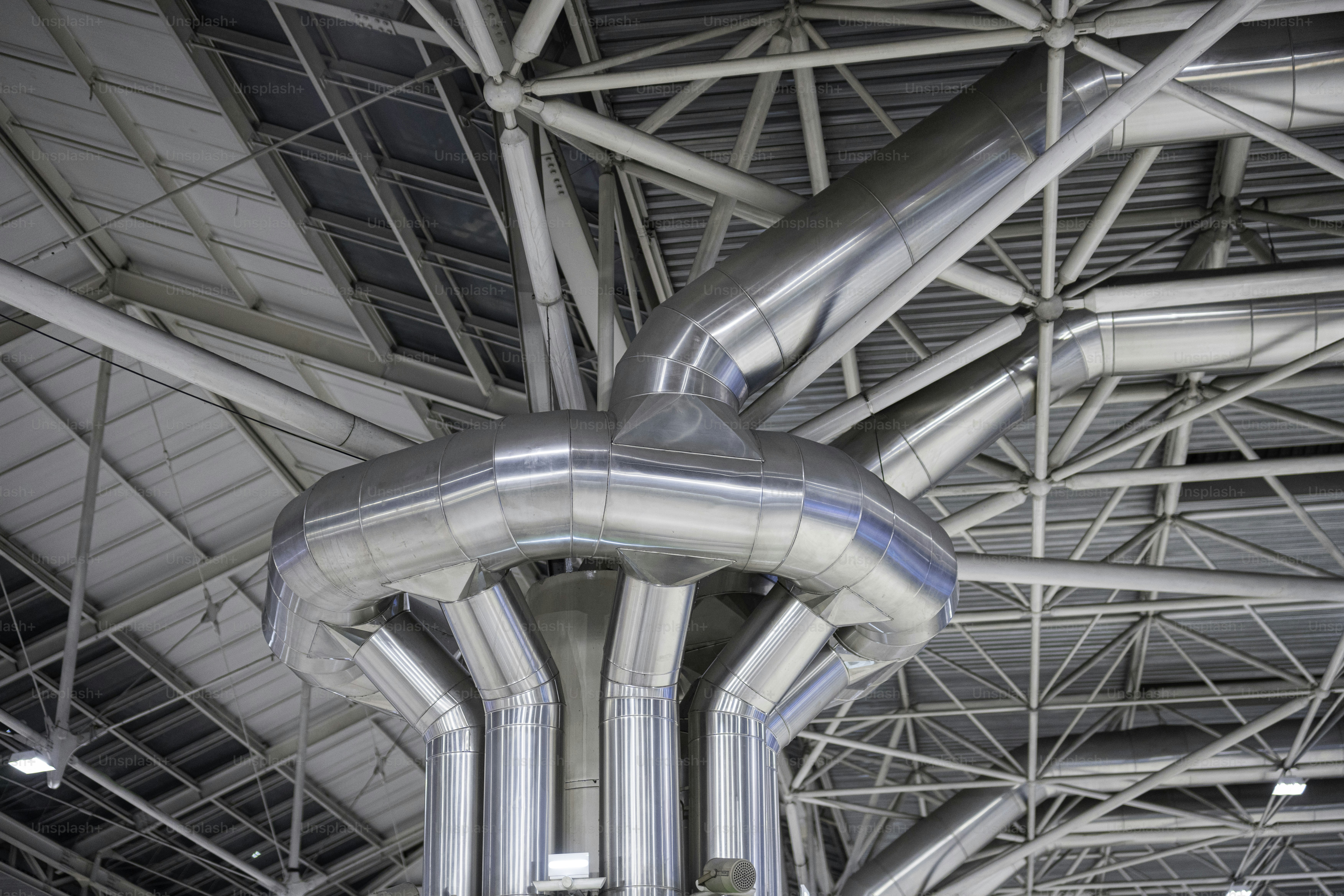 Strength and Energy concept. Modern energy efficient HVAC system with ...