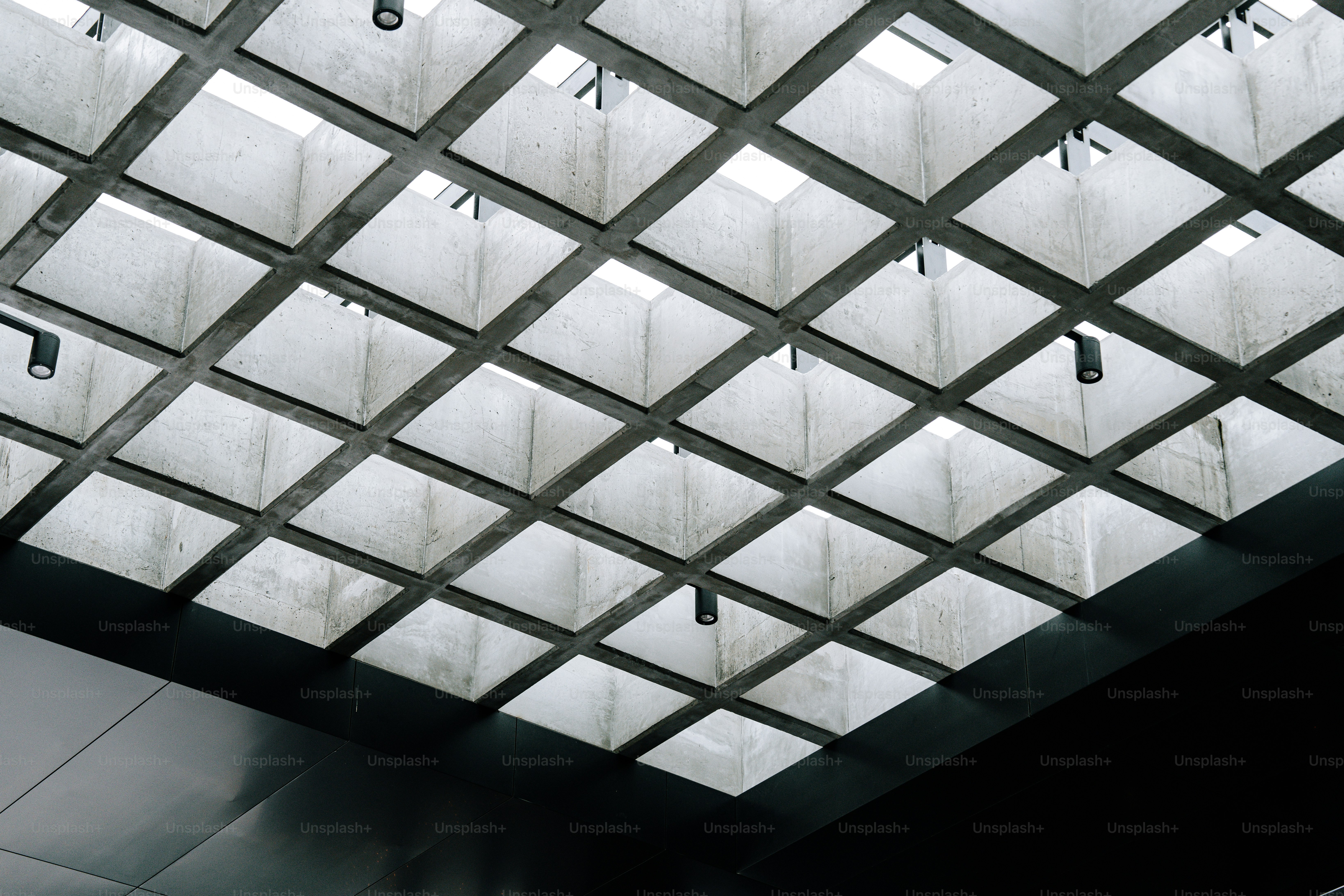 The ceiling of a building is covered with glass blocks photo ...