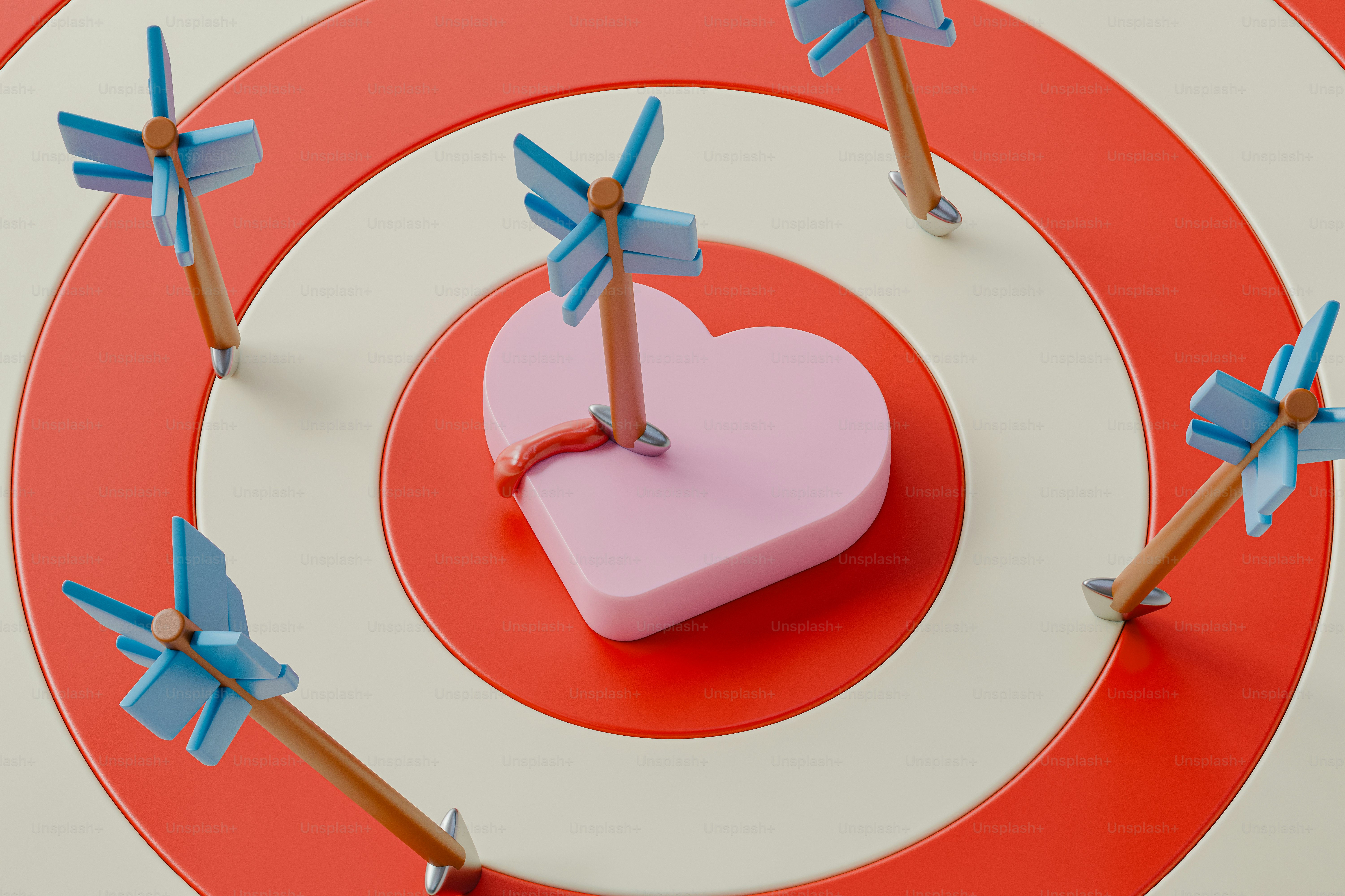 A heart shaped object on a bulls eye target photo – Broken heart Image ...