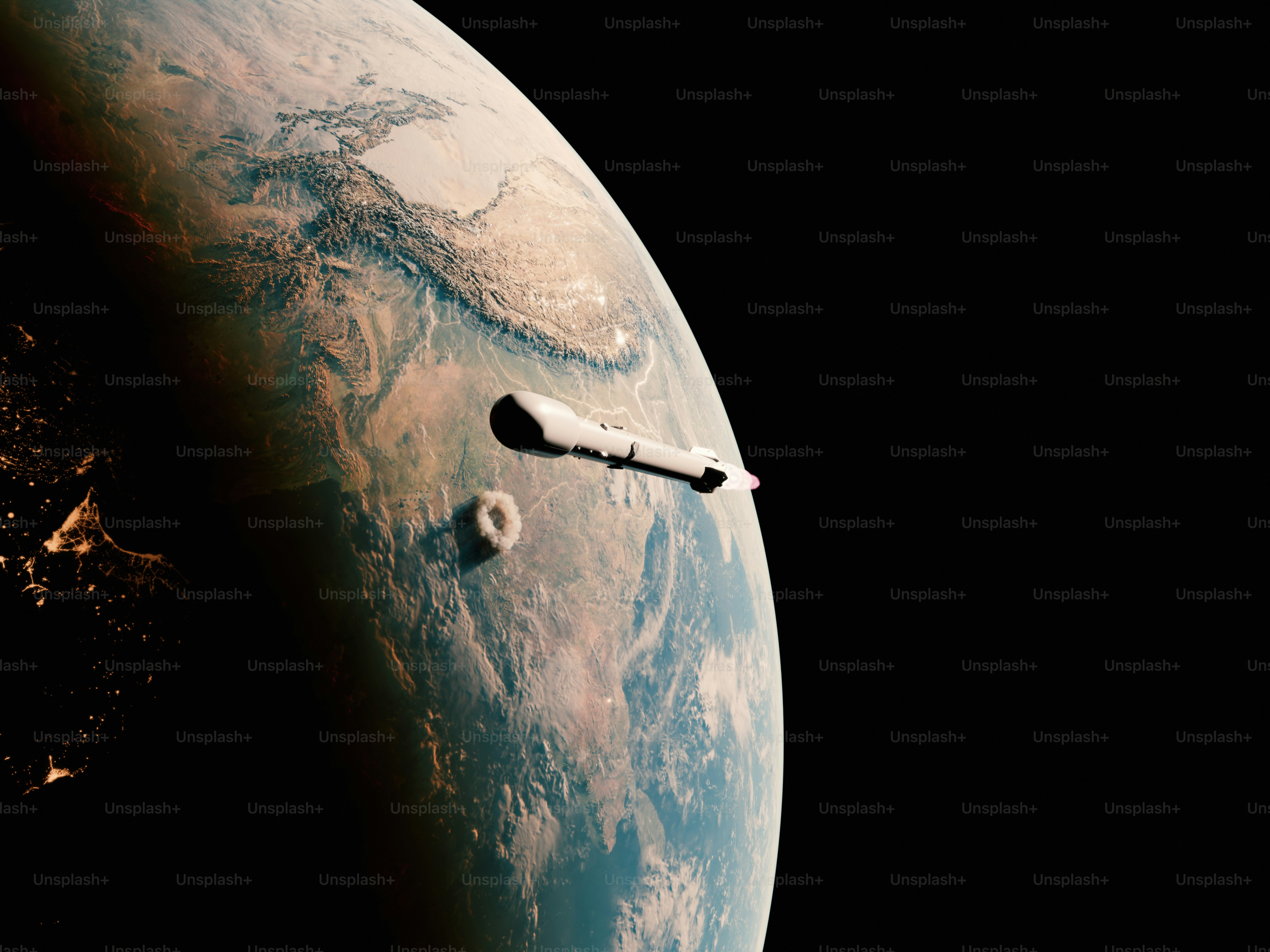 An artist's rendering of a space station in orbit photo – 3d render ...