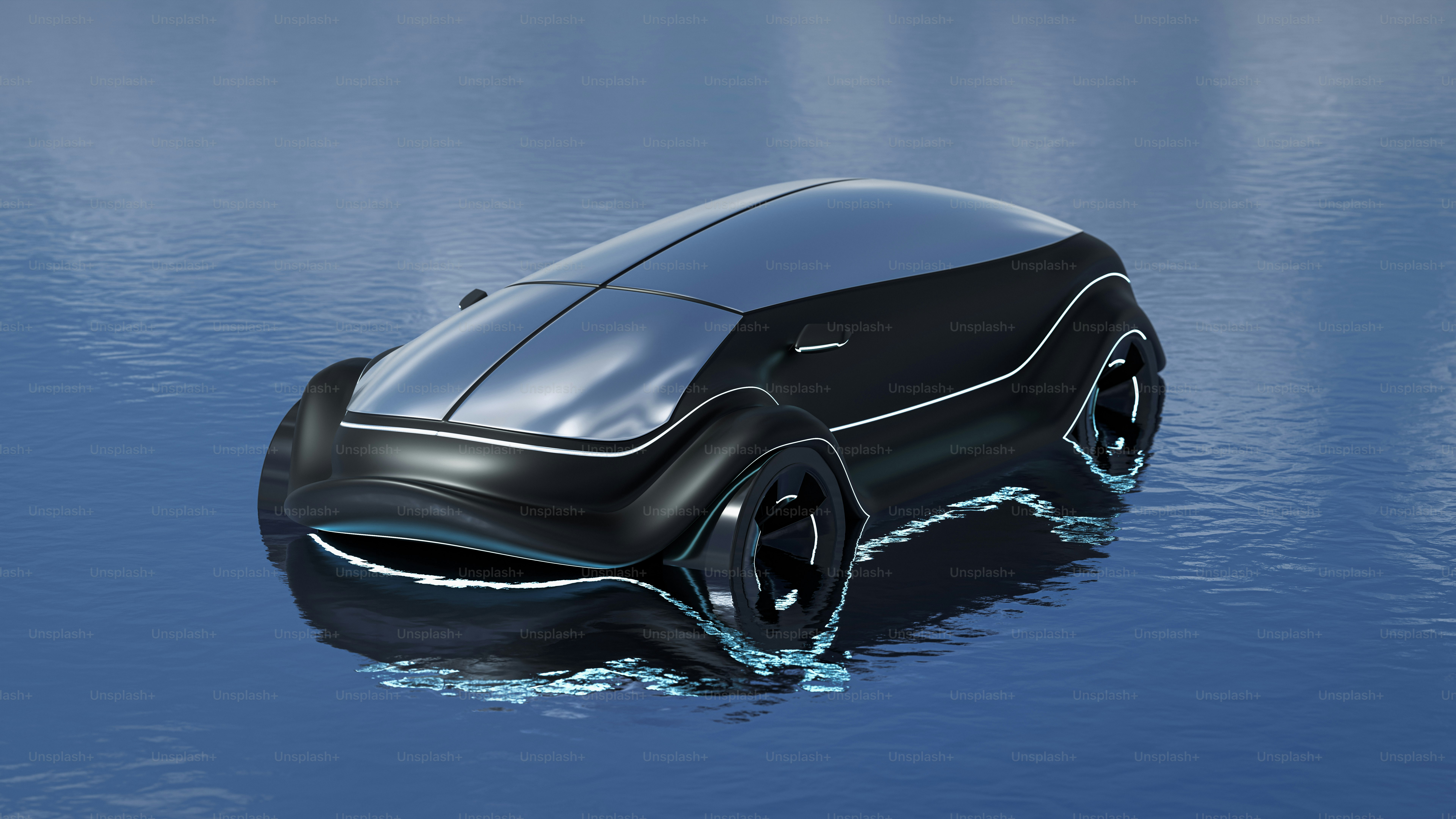 A futuristic car floating in a body of water photo – 3d Image on Unsplash