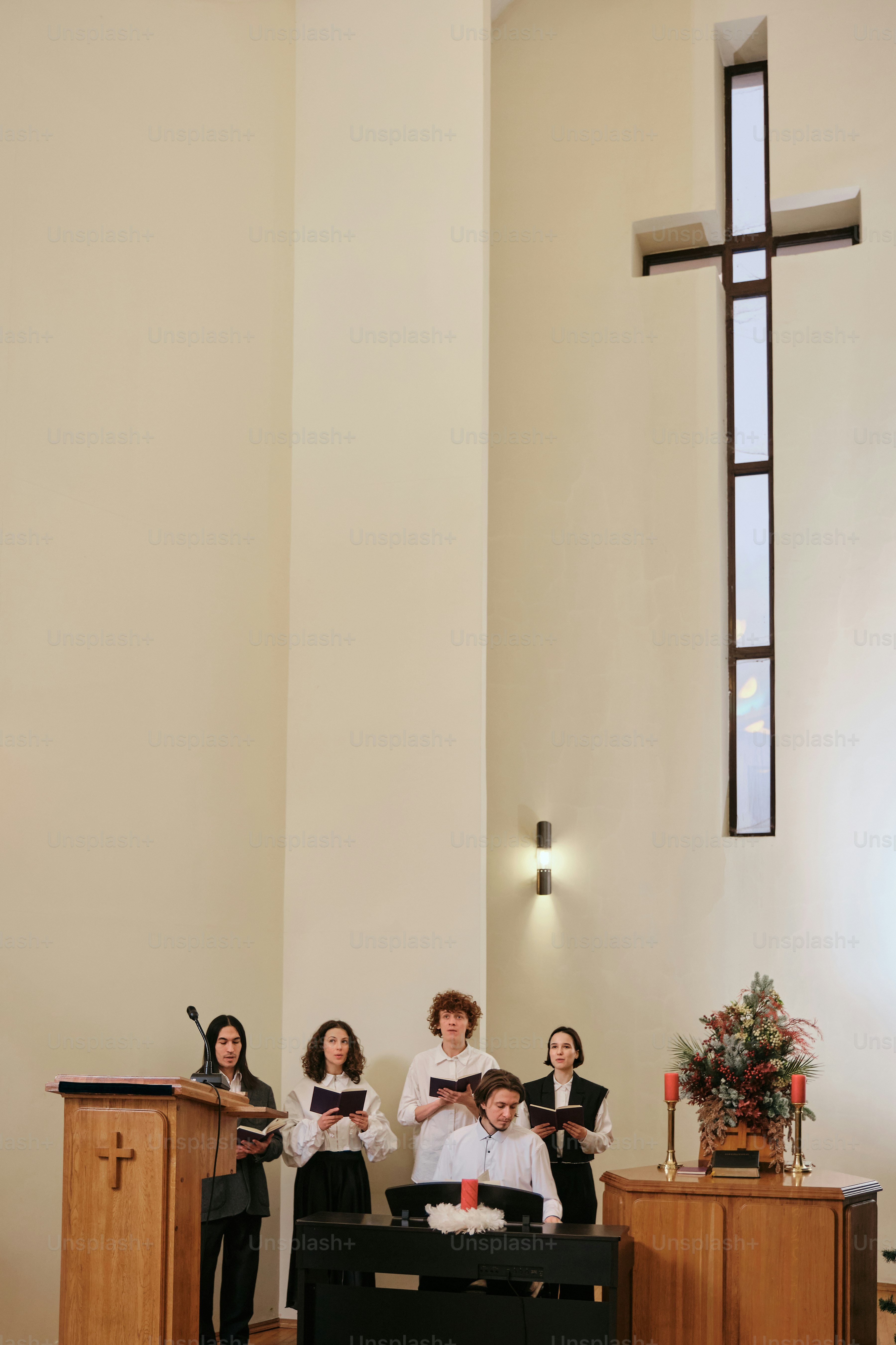 A group of people that are standing in a church photo – Choir Image on ...