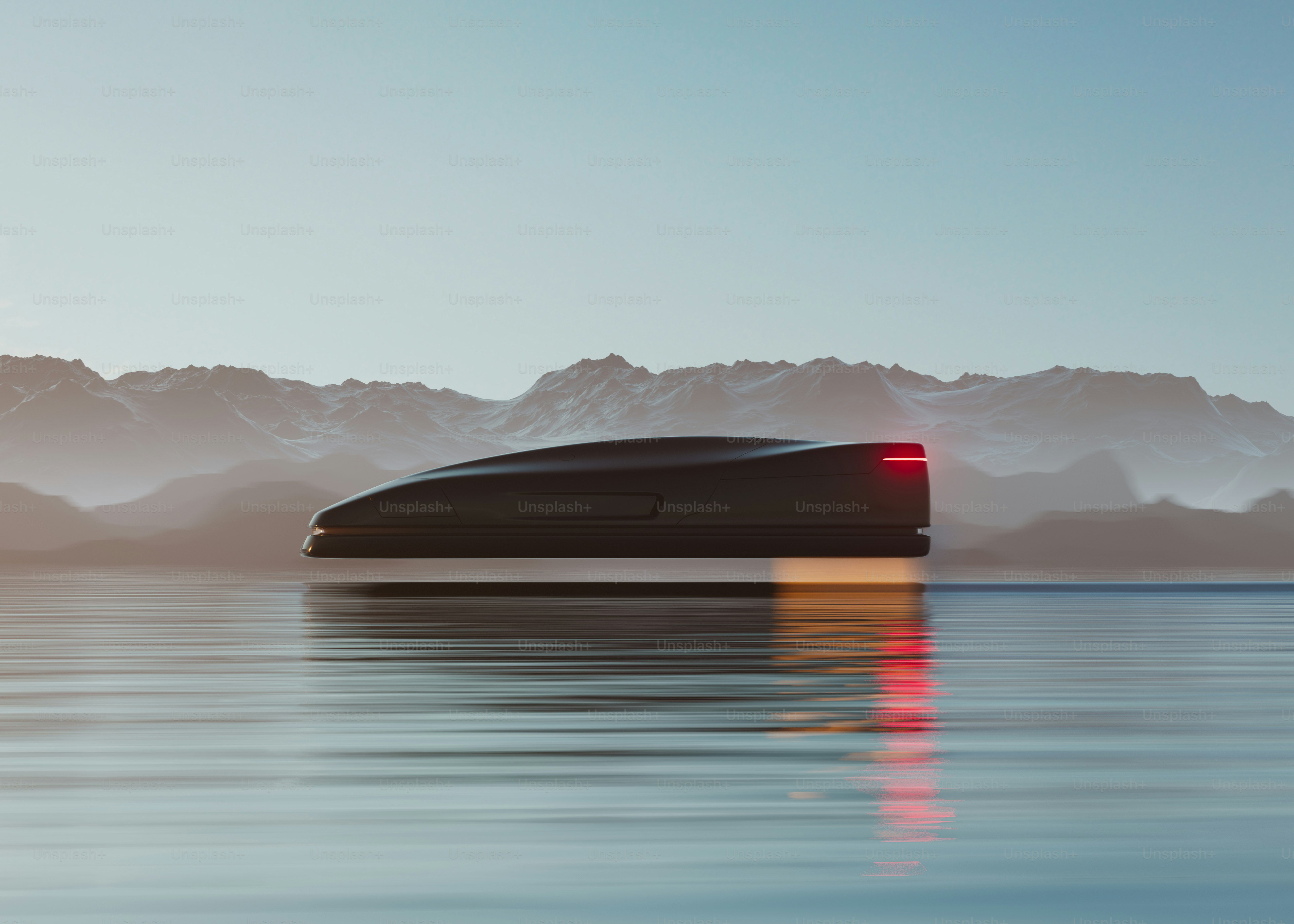 A boat floating on top of a body of water photo – 3d render Image on ...