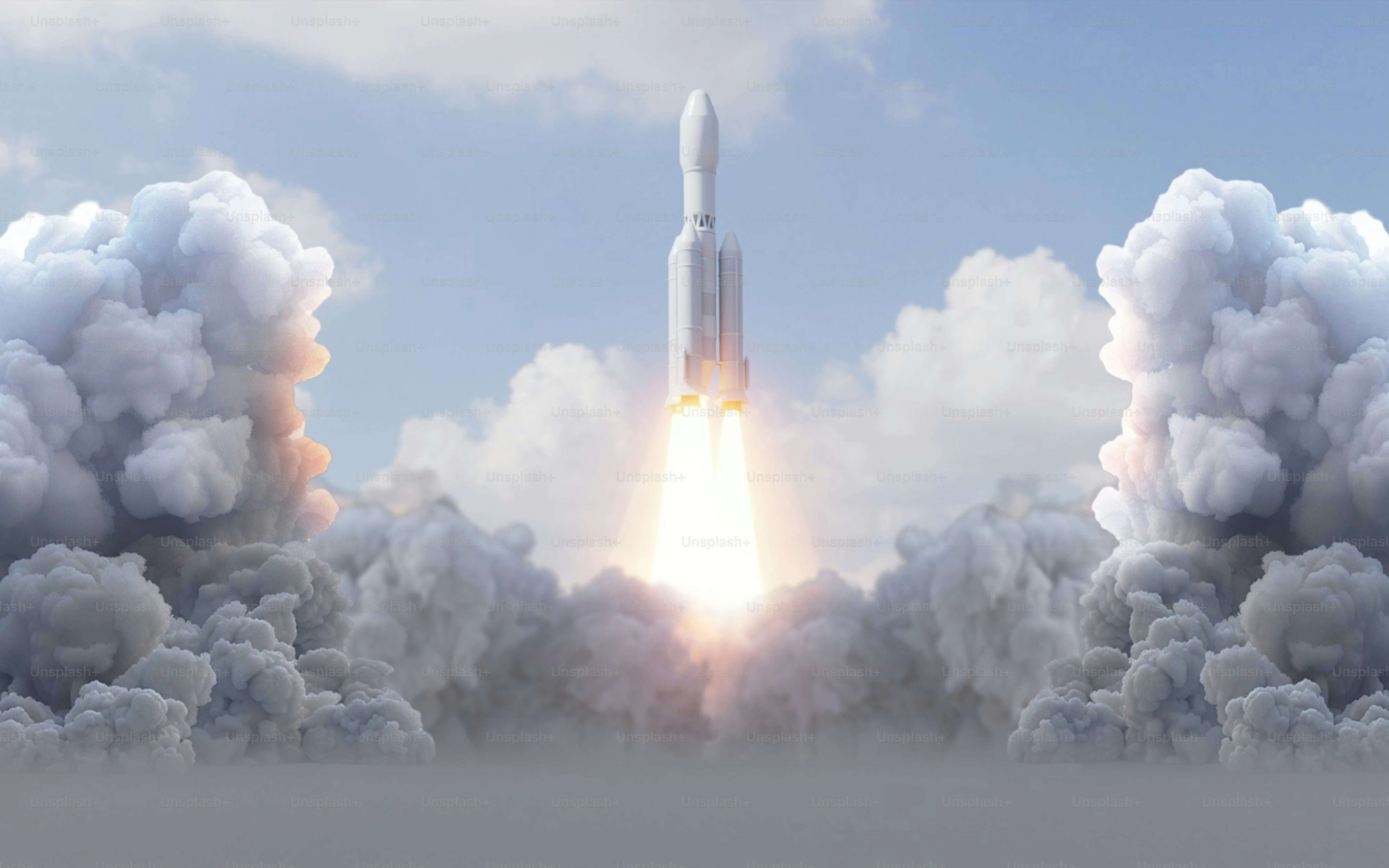 A rocket launching into the sky with smoke coming out of it photo ...