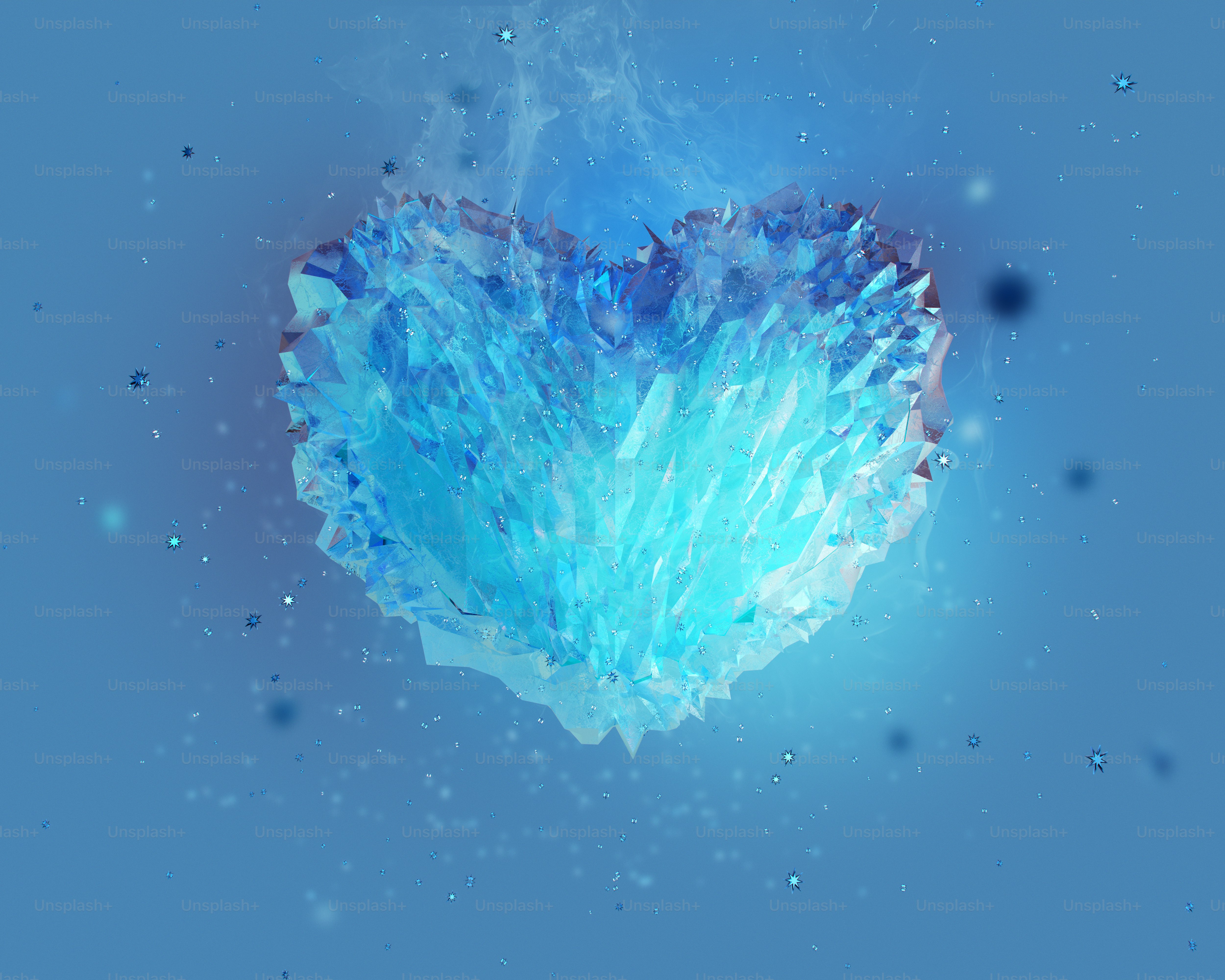 A blue object floating in the air on a blue background photo – Anti ...