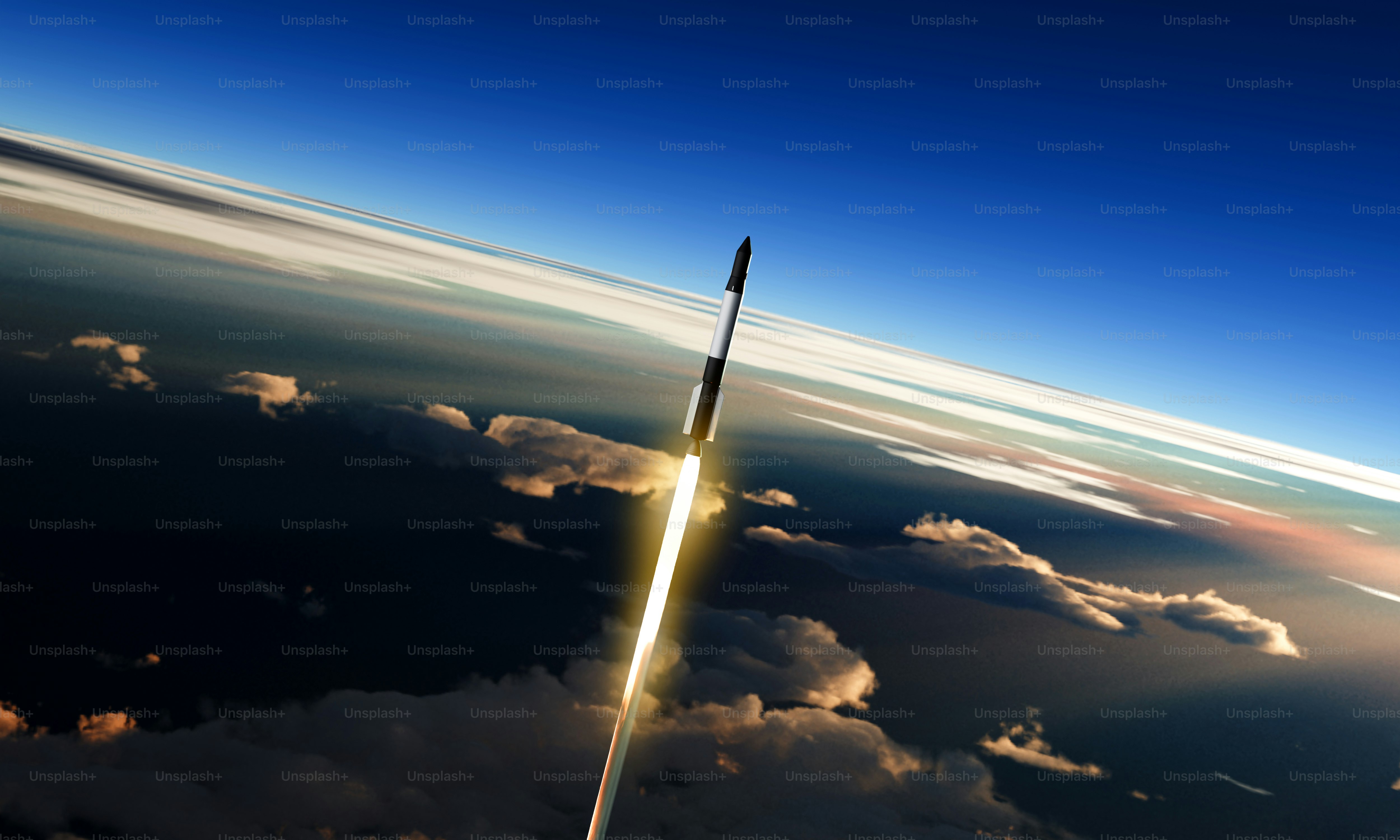An artist's rendering of a rocket launching into space photo – 3d ...